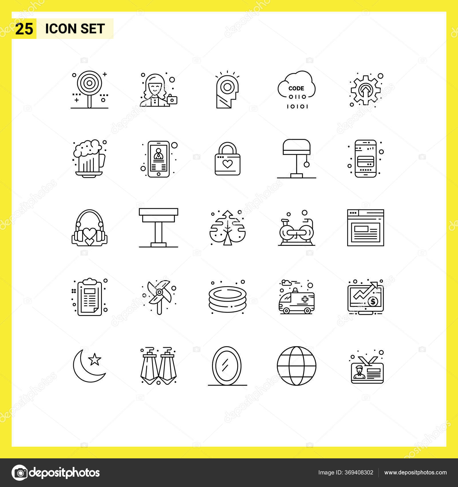 Pack Modern Lines Signs Symbols Web Print Media Development Coding ...