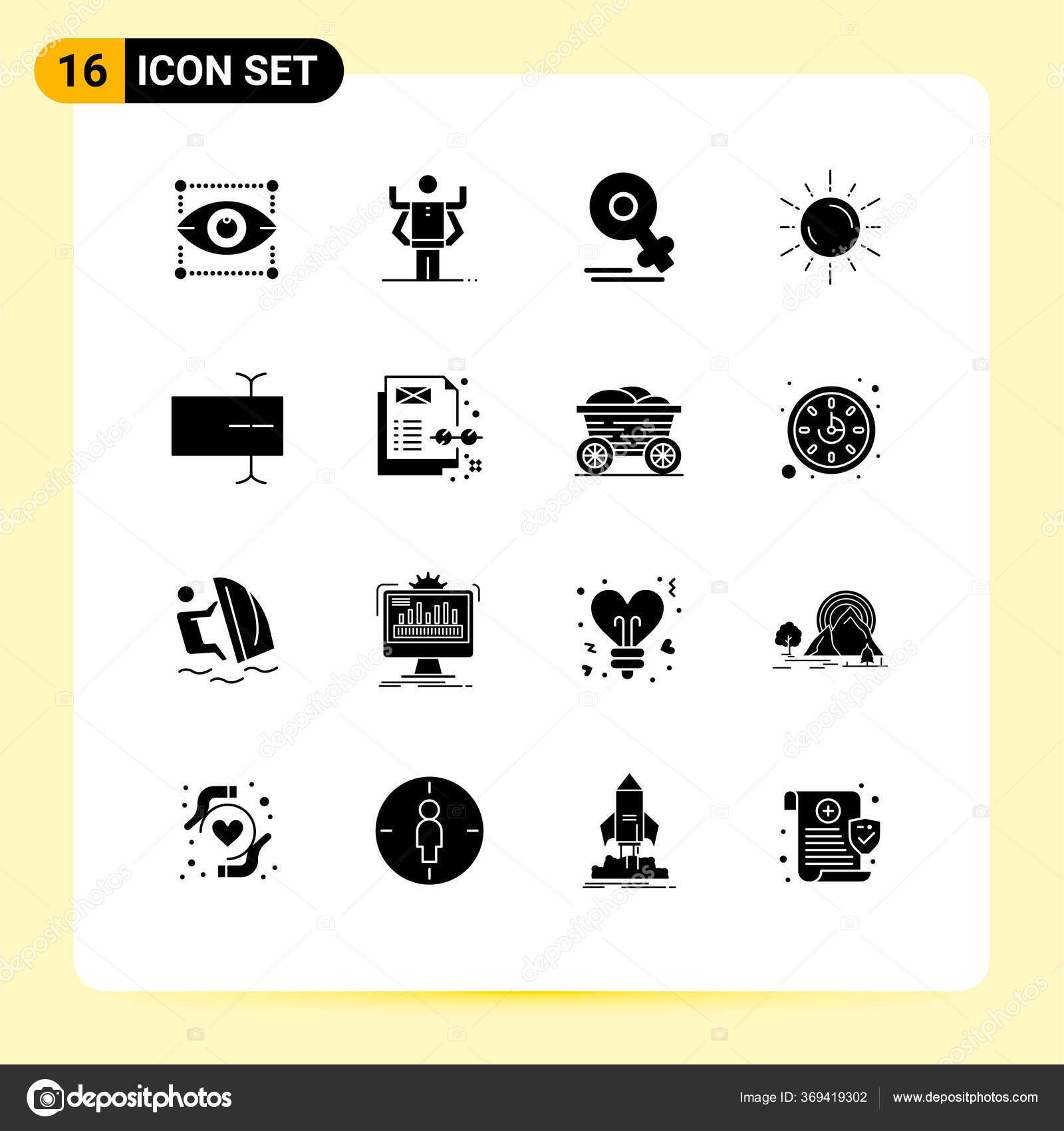 Pack Creative Solid Glyphs Cursor Astronomy Female Planet Sun Editable ...