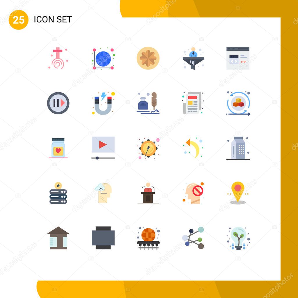 Pack de línea de vectores editables de 25 colores planos simples de ...