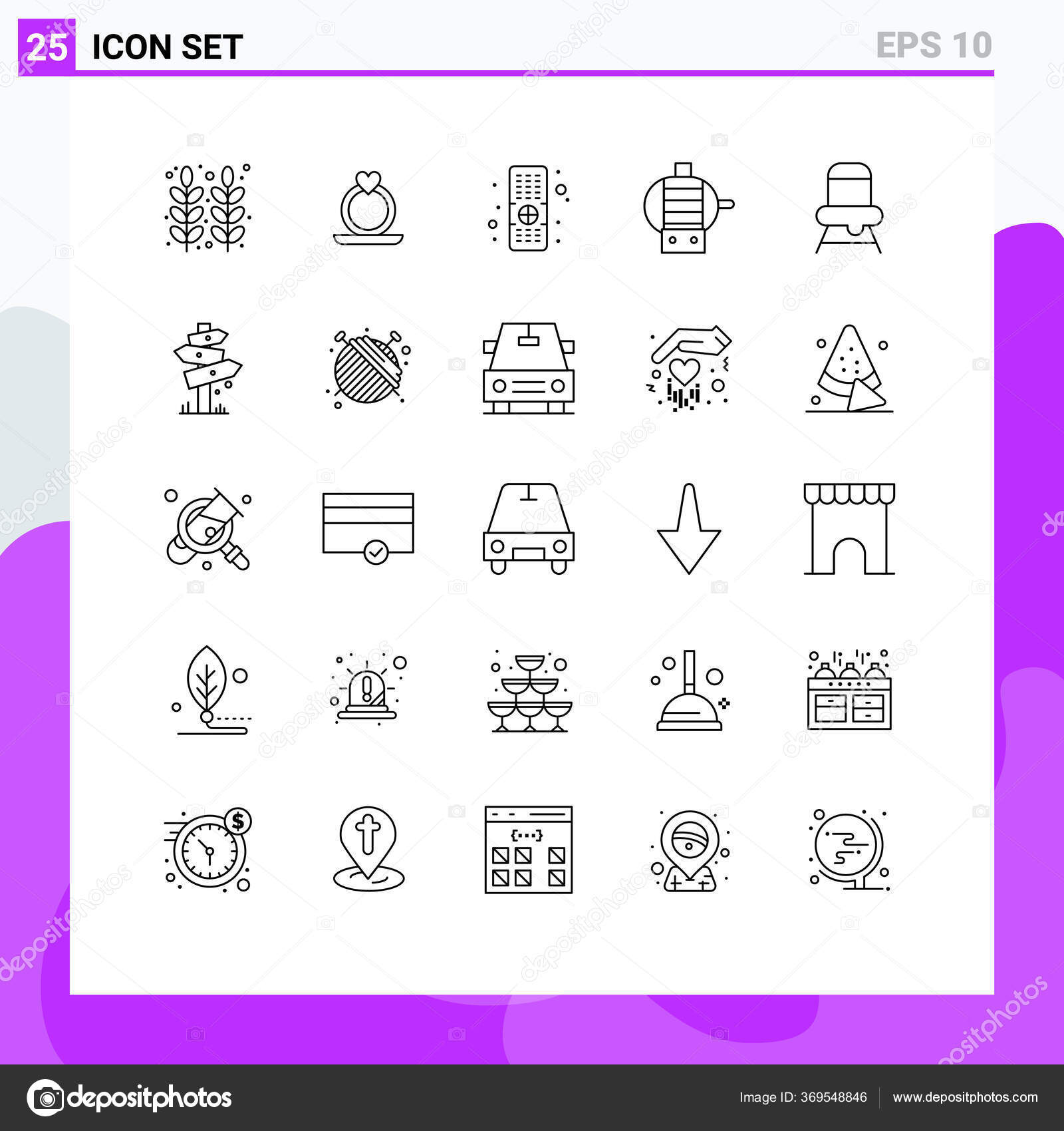 Mobile Interface Line Set Pictograms Board Feeding Control Chair Engine Stock Vector Image By