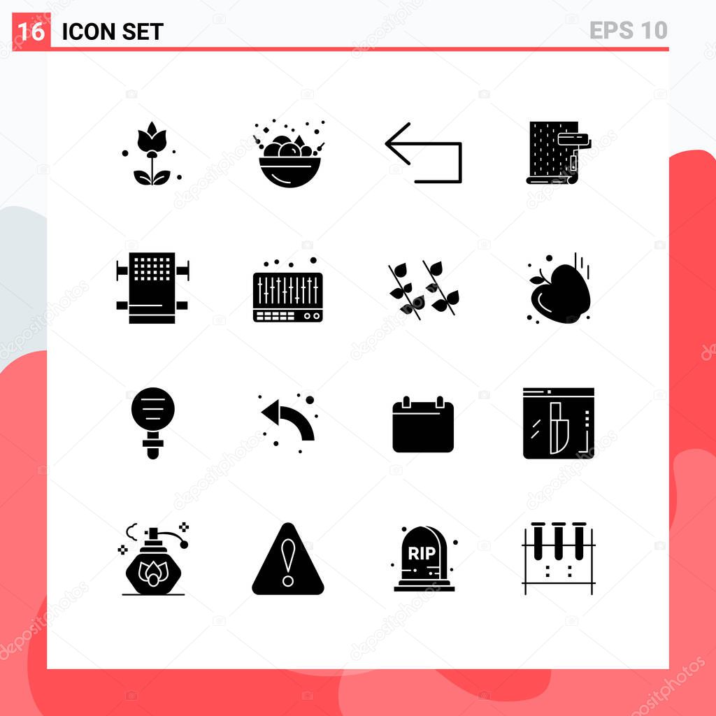 Pictograma Conjunto de 16 Glifos Sólidos Sencillos de habitación, rack ...