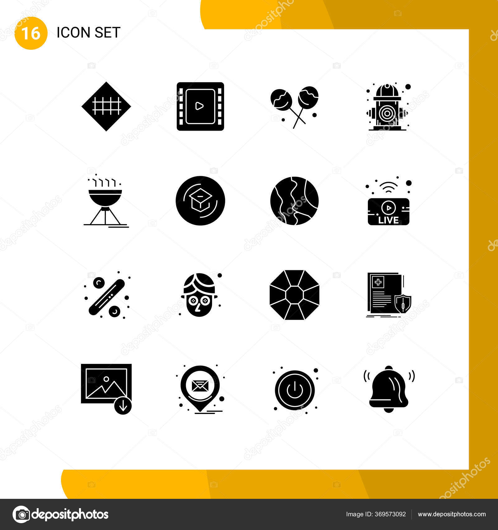 Solid Glyph Pack Universal Symbols Camping Water Candy Life Control ...