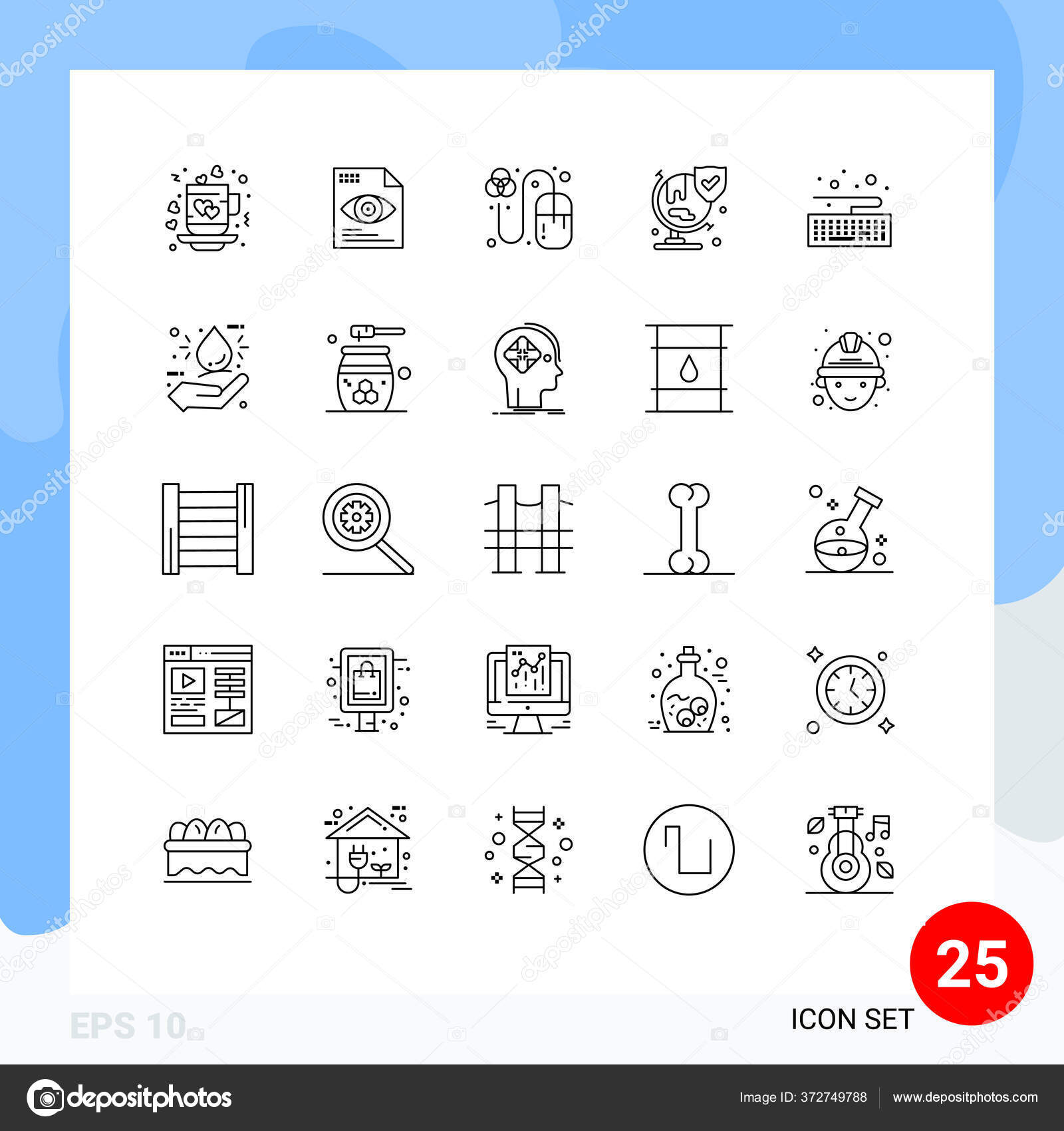 Group Modern Lines Set Hardware Security Computing Insurance Grid ...