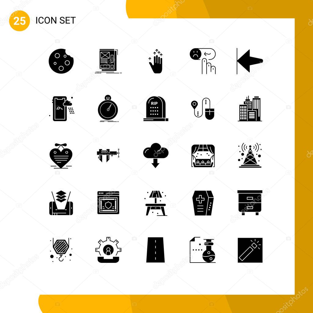 Conjunto moderno de 25 Glifo sólido y símbolos tales como soporte ...