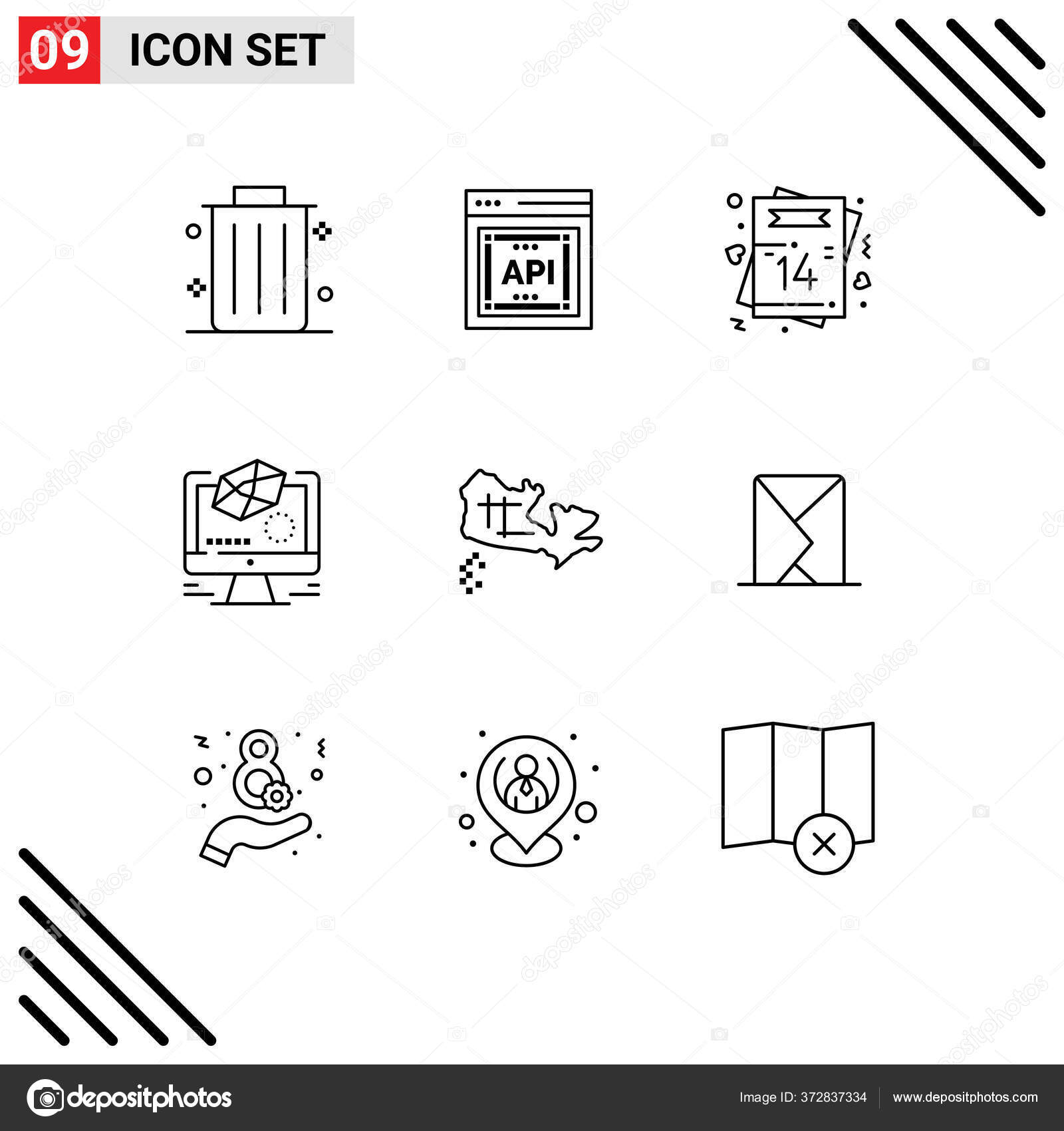 Thematic Vector Outlines Editable Symbols Map Drawing Invite Modeling Animation Stock Vector
