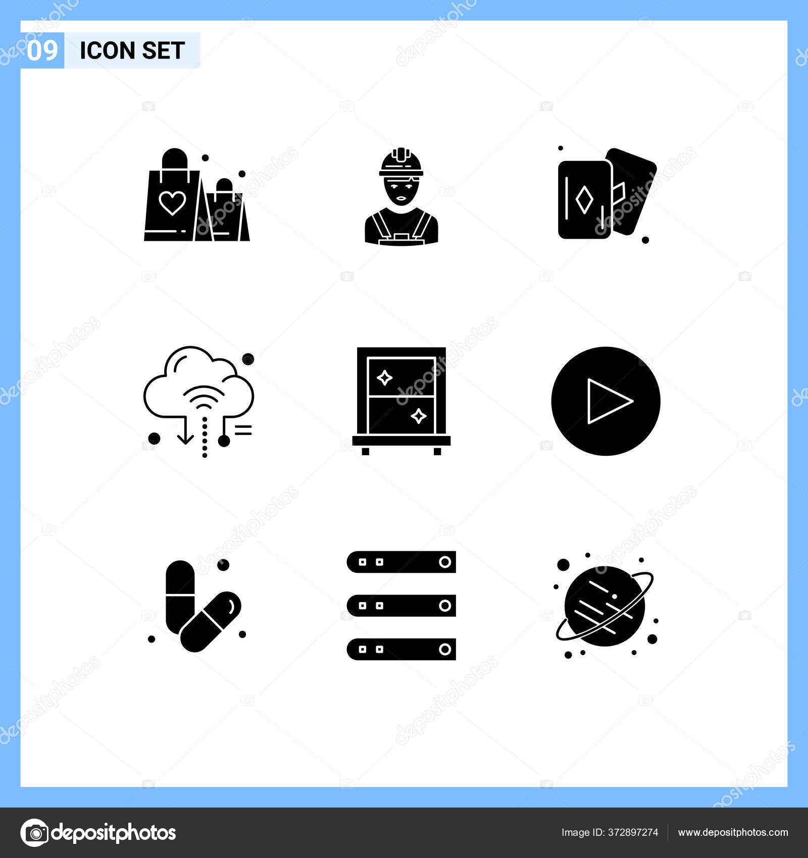 Thematic Vector Solid Glyphs Editable Symbols Window Cloud Supervisor Router Stock Vector by ...