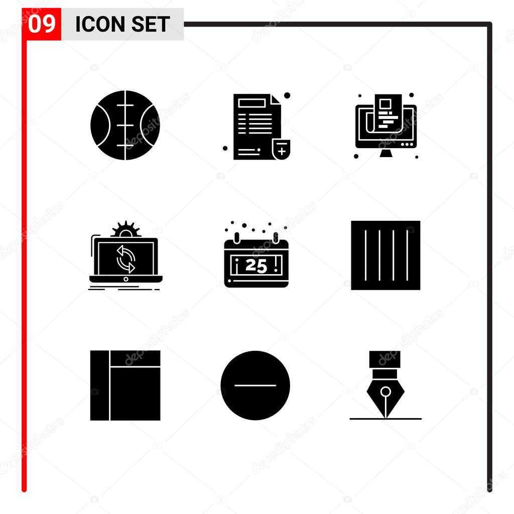 Grupo de 9 signos y símbolos sólidos de glifos sólidos para cristales ...
