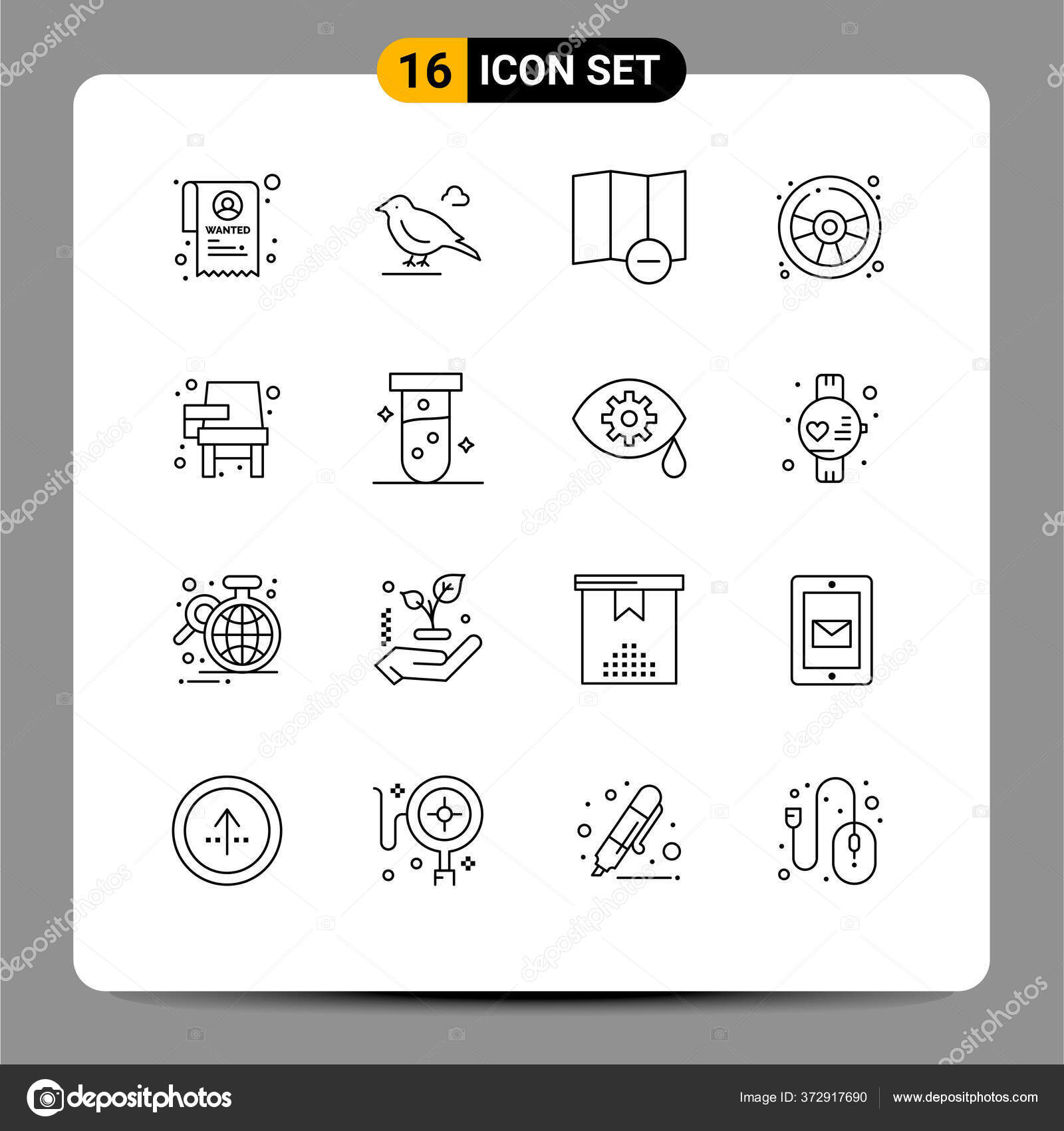 Mobile Interface Outline Set Pictograms School Education Map Desk Play ...