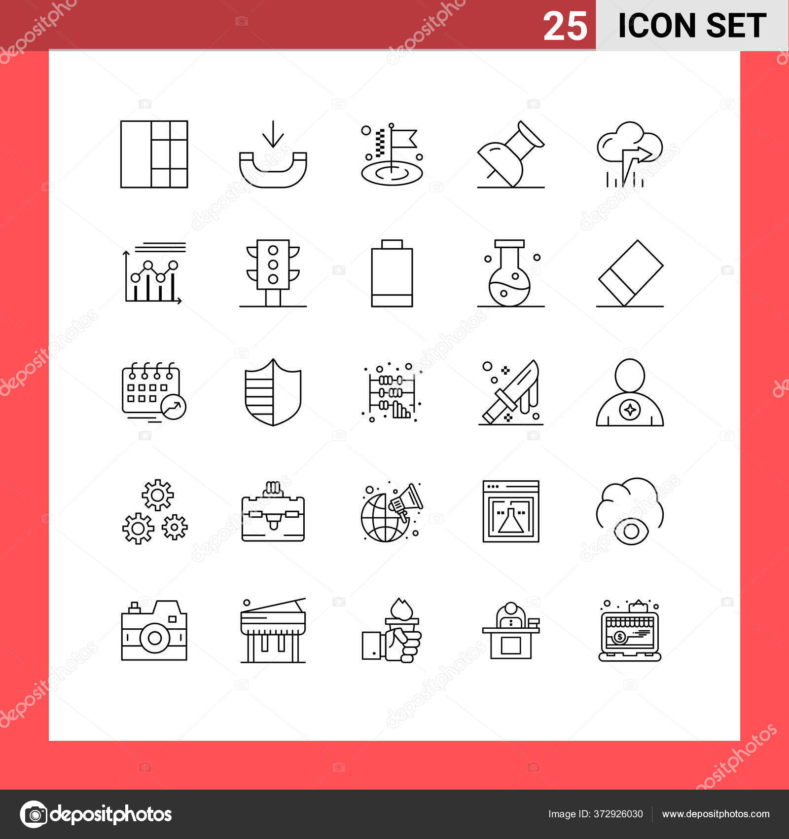 Modern Set Lines Pictograph Line Graph Marker Chart Left Editable Stock ...