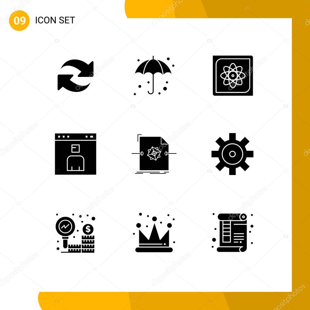 Pack de 9 símbolos y signos sólidos modernos para medios de impresión ...