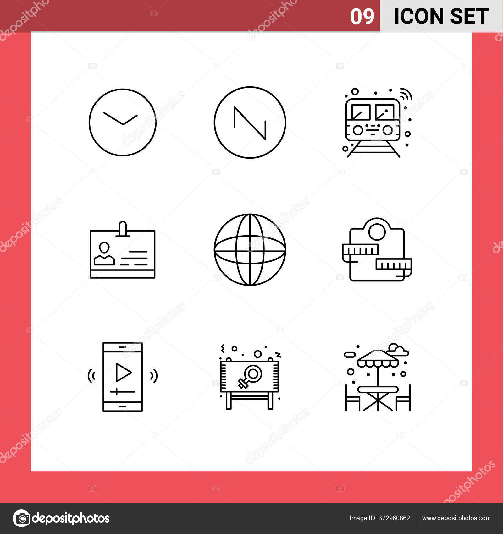 Mobile Interface Outline Set Pictograms Web Badge Public Identity ...