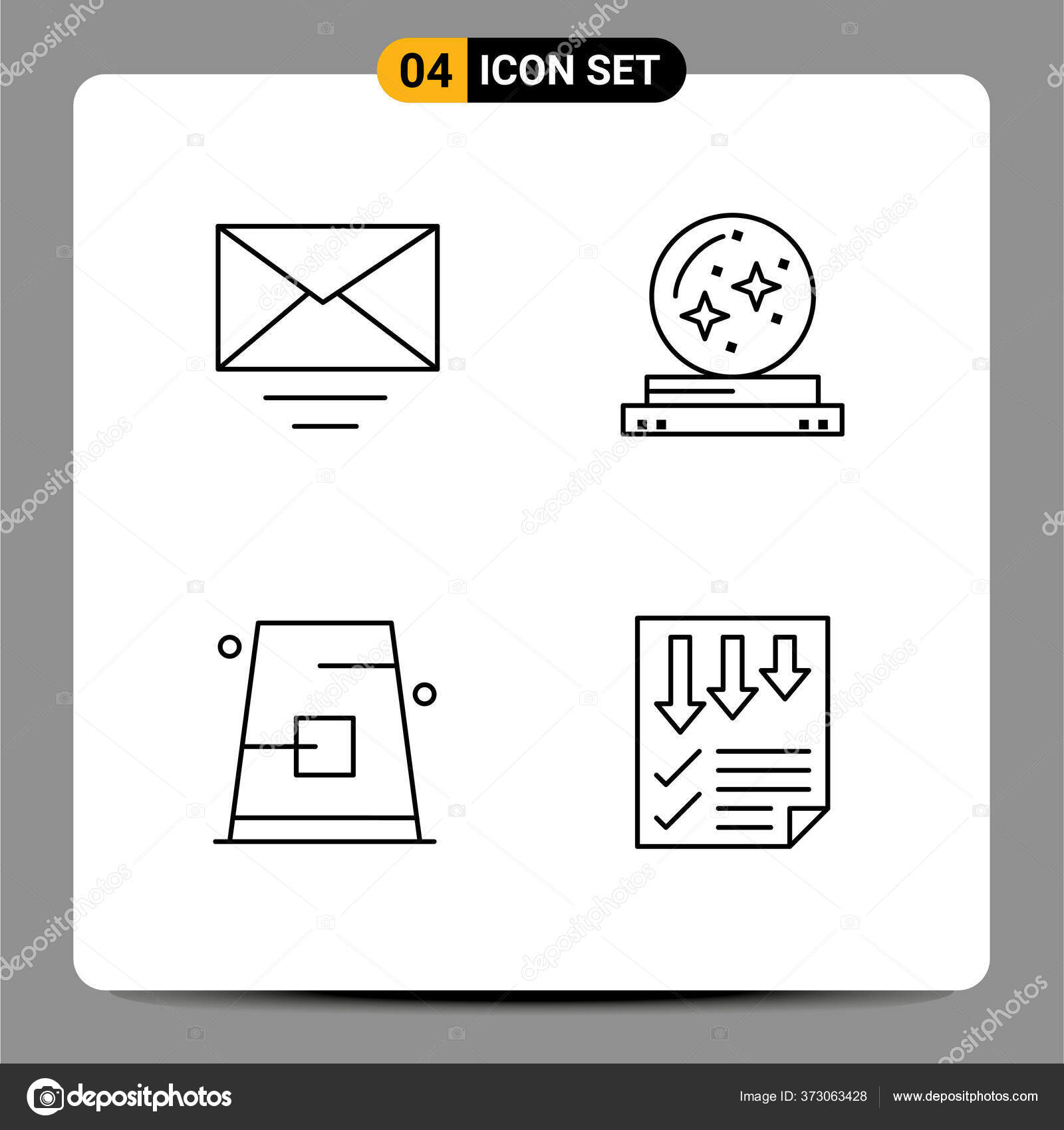 Mobile Interface Line Set Pictograms Mail Buckle Ball Magician Fall ...