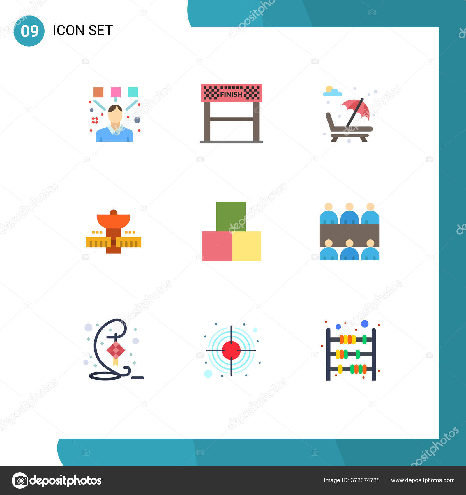 Flat Color Pack Universal Symbols Satellite Space Goal Gps Romance ...