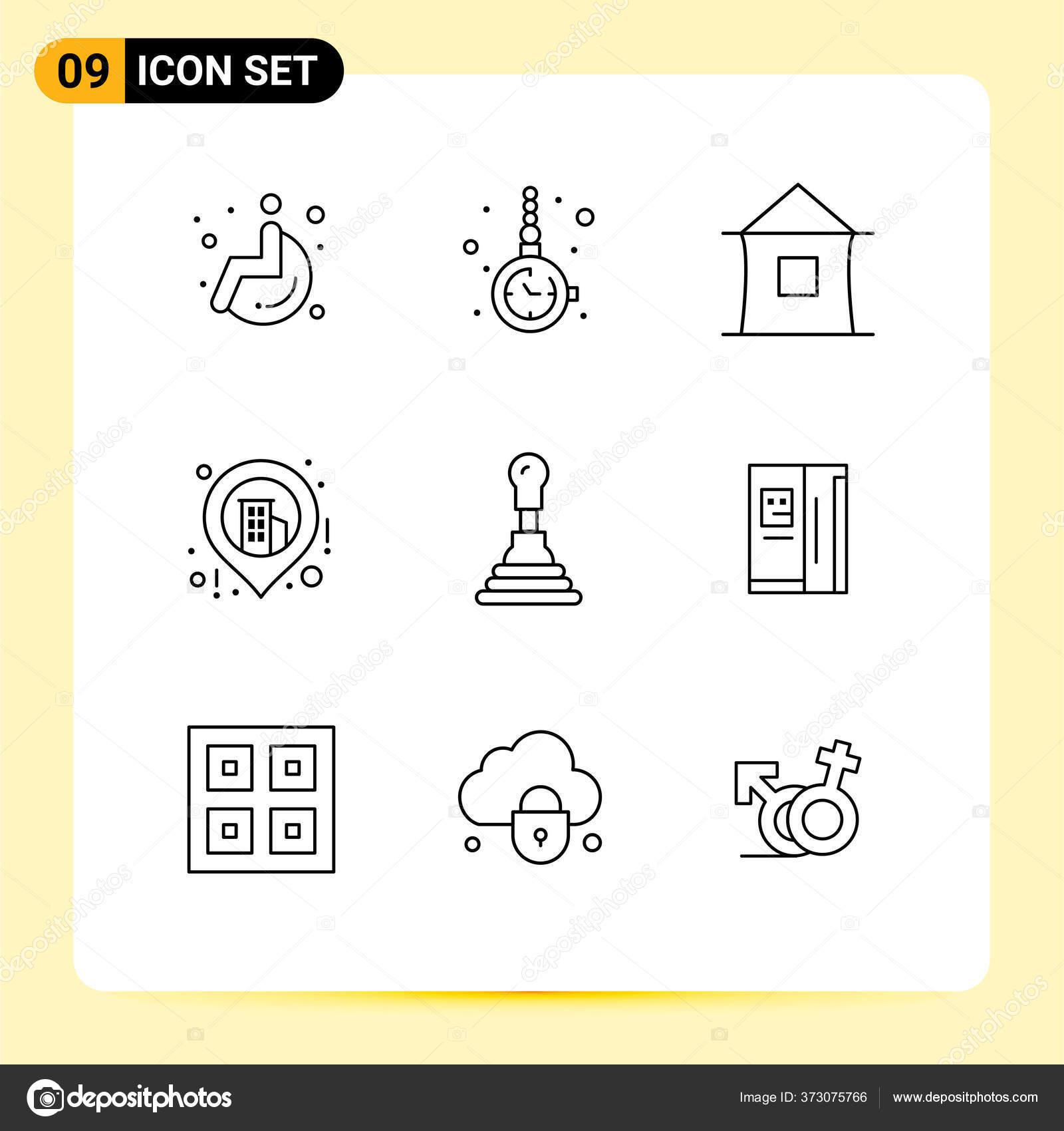 Modern Set Outlines Symbols Auto Map Building Location Shack Editable ...