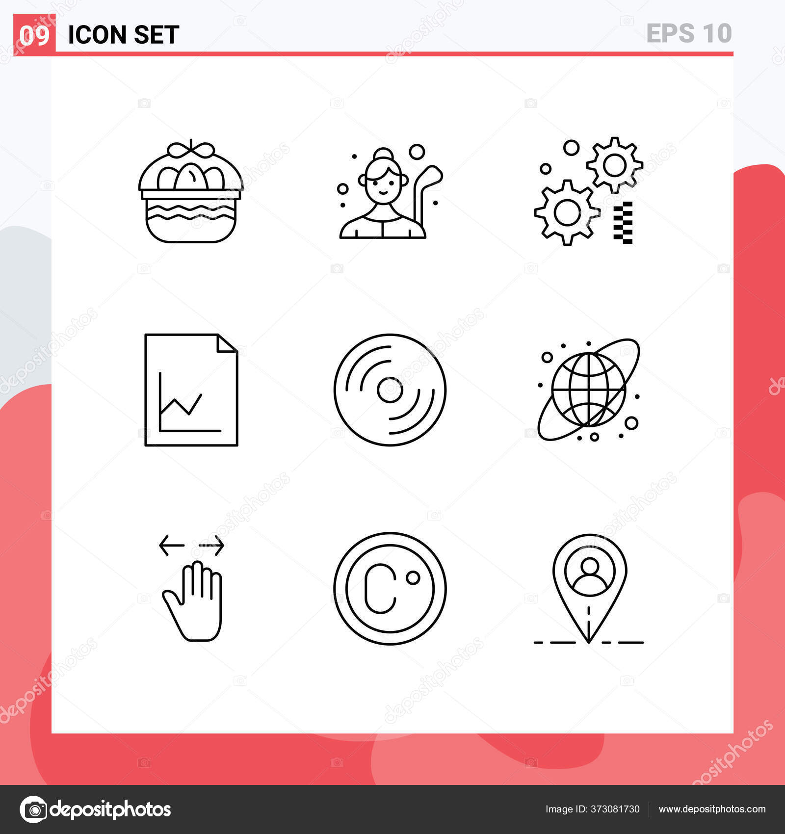 Thematic Vector Outlines Editable Symbols Hardware Devices Lady Golfer Graph — Stock Vector