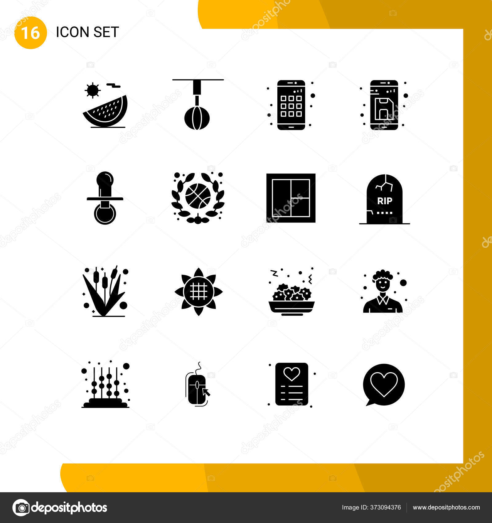 Mobile Interface Solid Glyph Set Pictograms File House Document ...