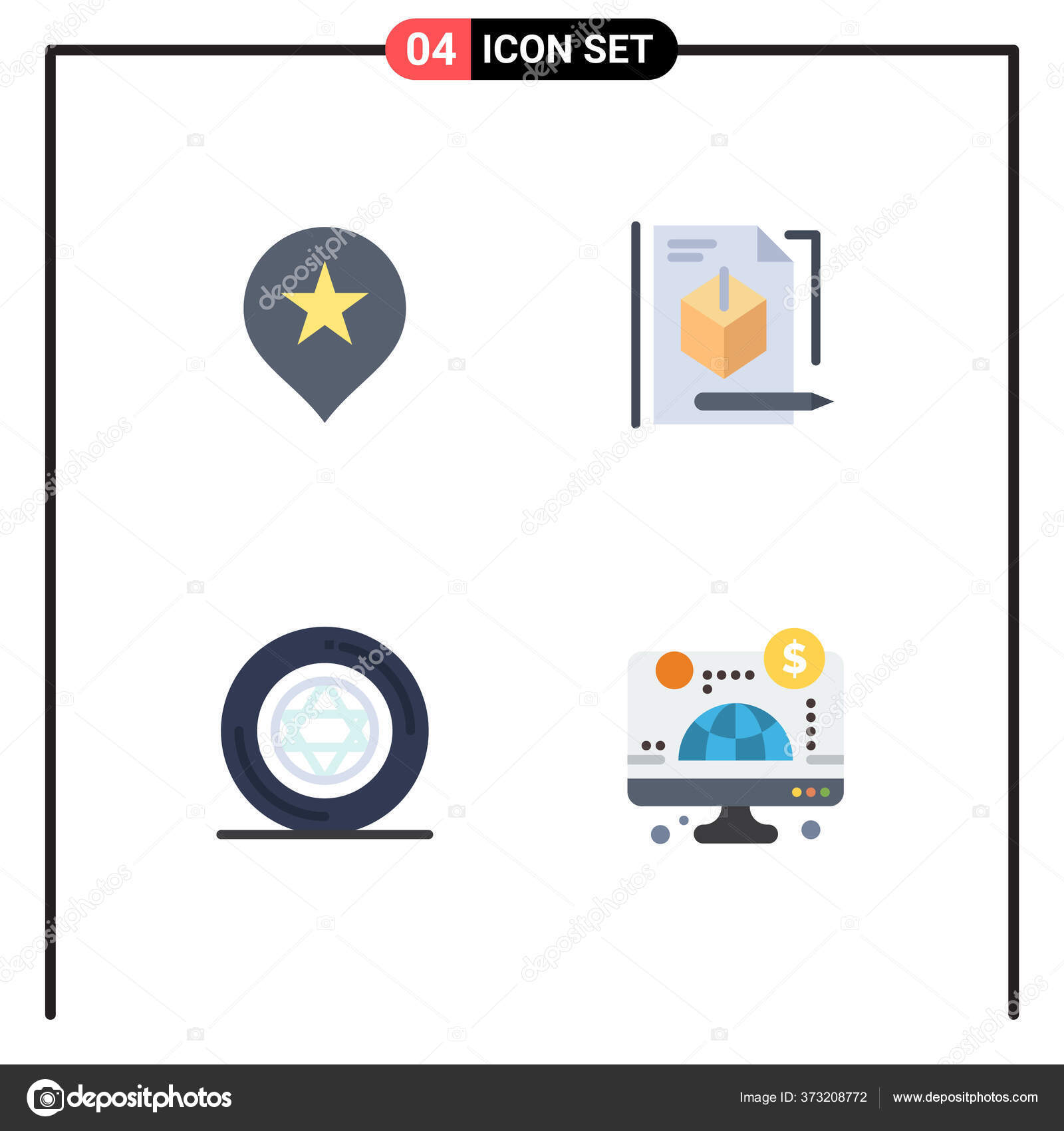 Thematic Vector Flat Icons Editable Sysymbols Location Pentacle File Technology Vector de stock ...