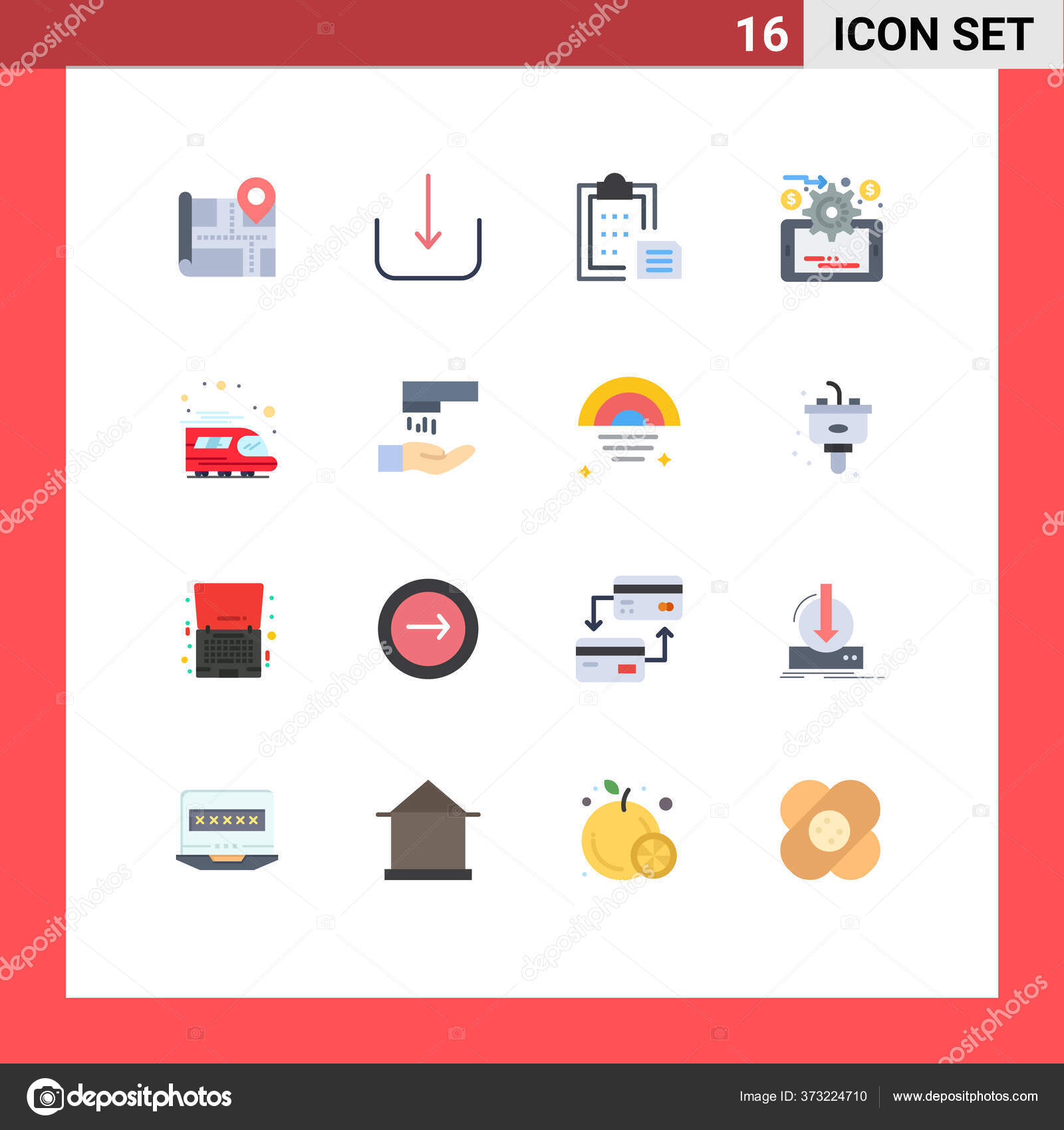 Flat Color Pack Universal Symbols Map Paper Download Clipboard ...