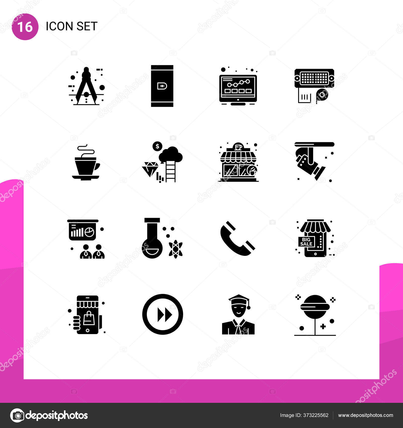 Mobile Interface Solid Glyph Set Pictograms Cup Input Internet Data ...