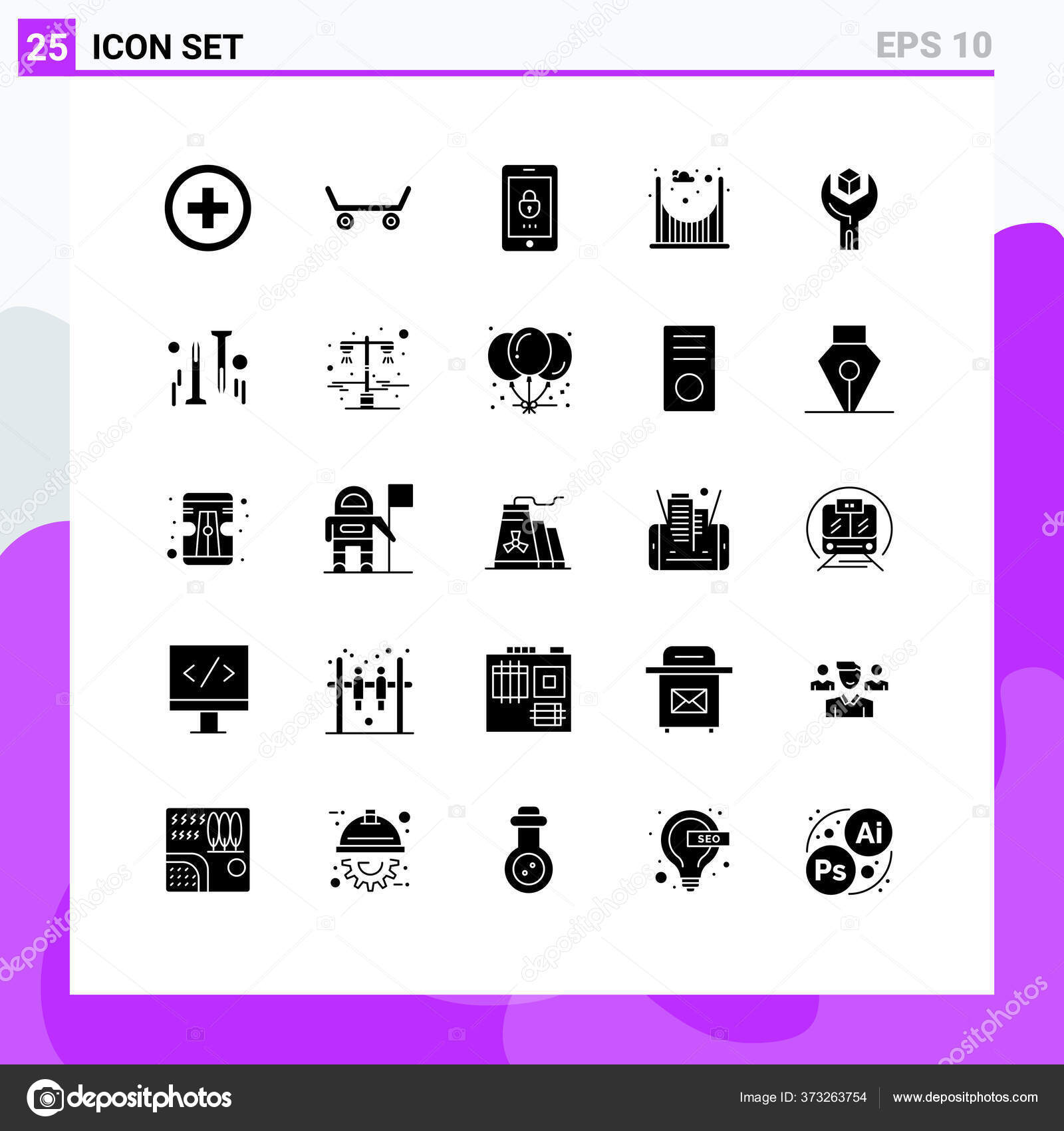 Set Modern Icons Symbols Signs Nail Sdk Security Product Config Stock ...