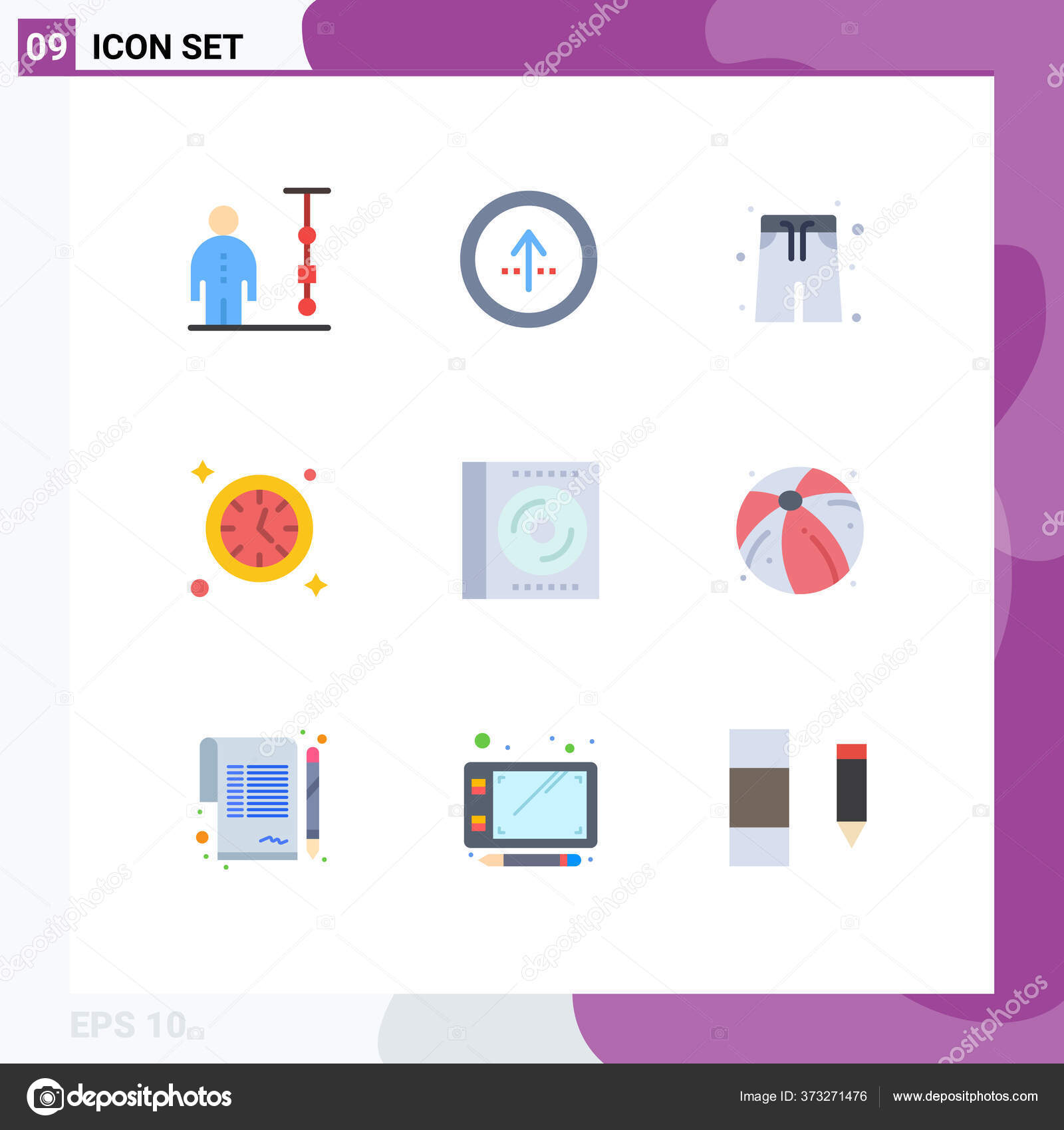 Flat Color Pack Universal Symbols Time Navigation Clock Park Editable ...