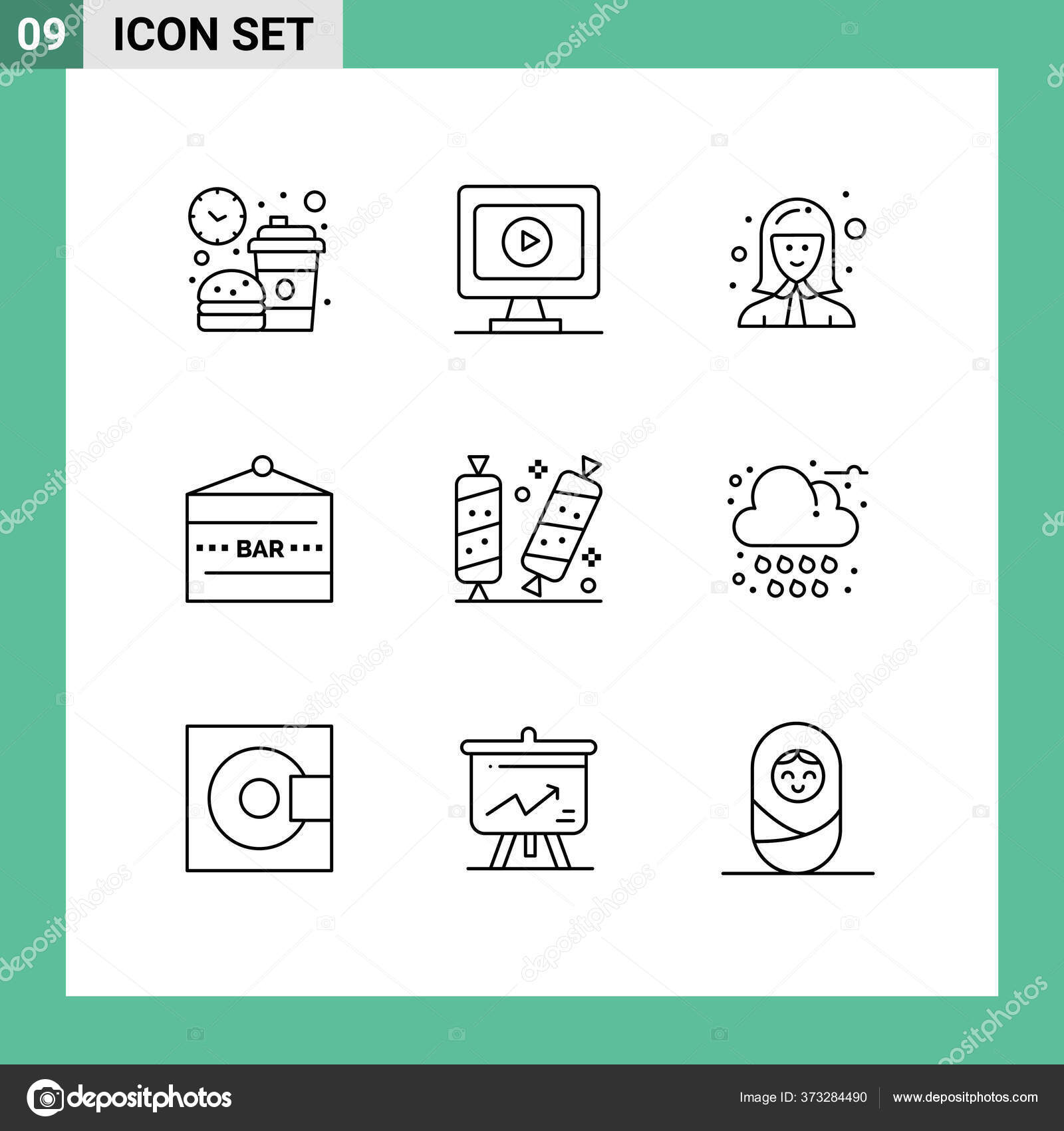 User Interface Pack Basic Outlines Food Drink Drink Bar Avatar Stock ...