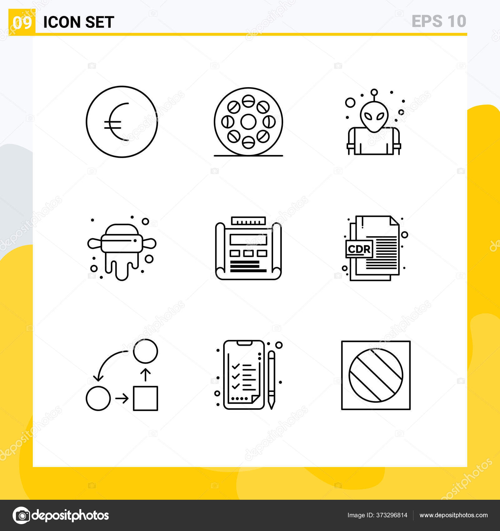 Moderne Sæt Med Konturer Symboler Som Cdr Fil Tegning Plads Stockvektor ...