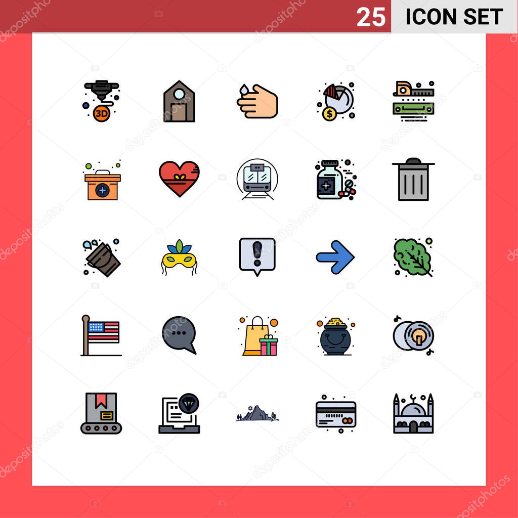 Pictograma Conjunto de 25 Colores planos de línea simple filtrados de ...