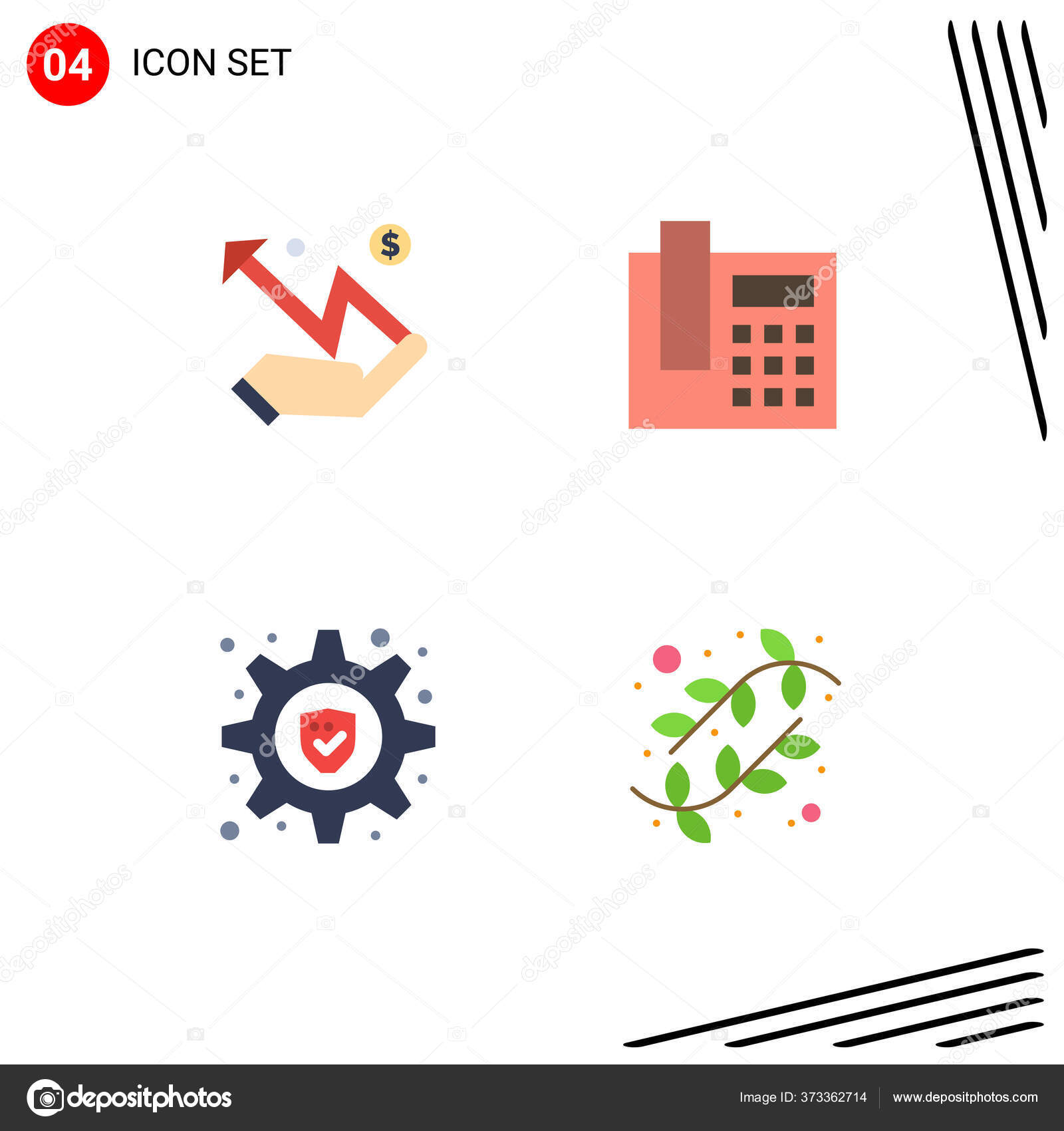 Mobile Interface Flat Icon Set Pictograms Hand Setting Statistic Call ...