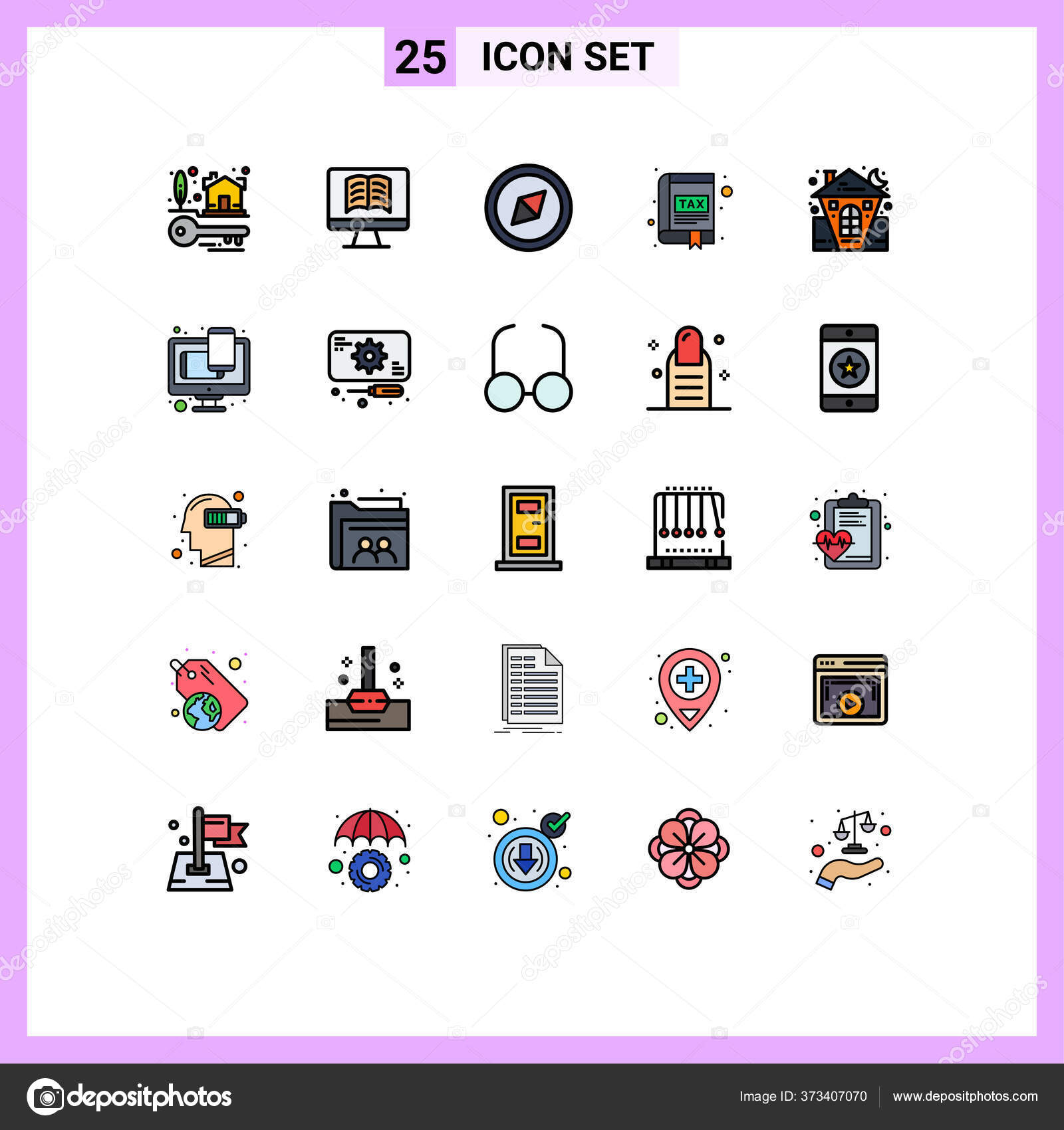 Pack Símbolos Signos Color Plano Modernos Línea Filtrada Para Medios ...