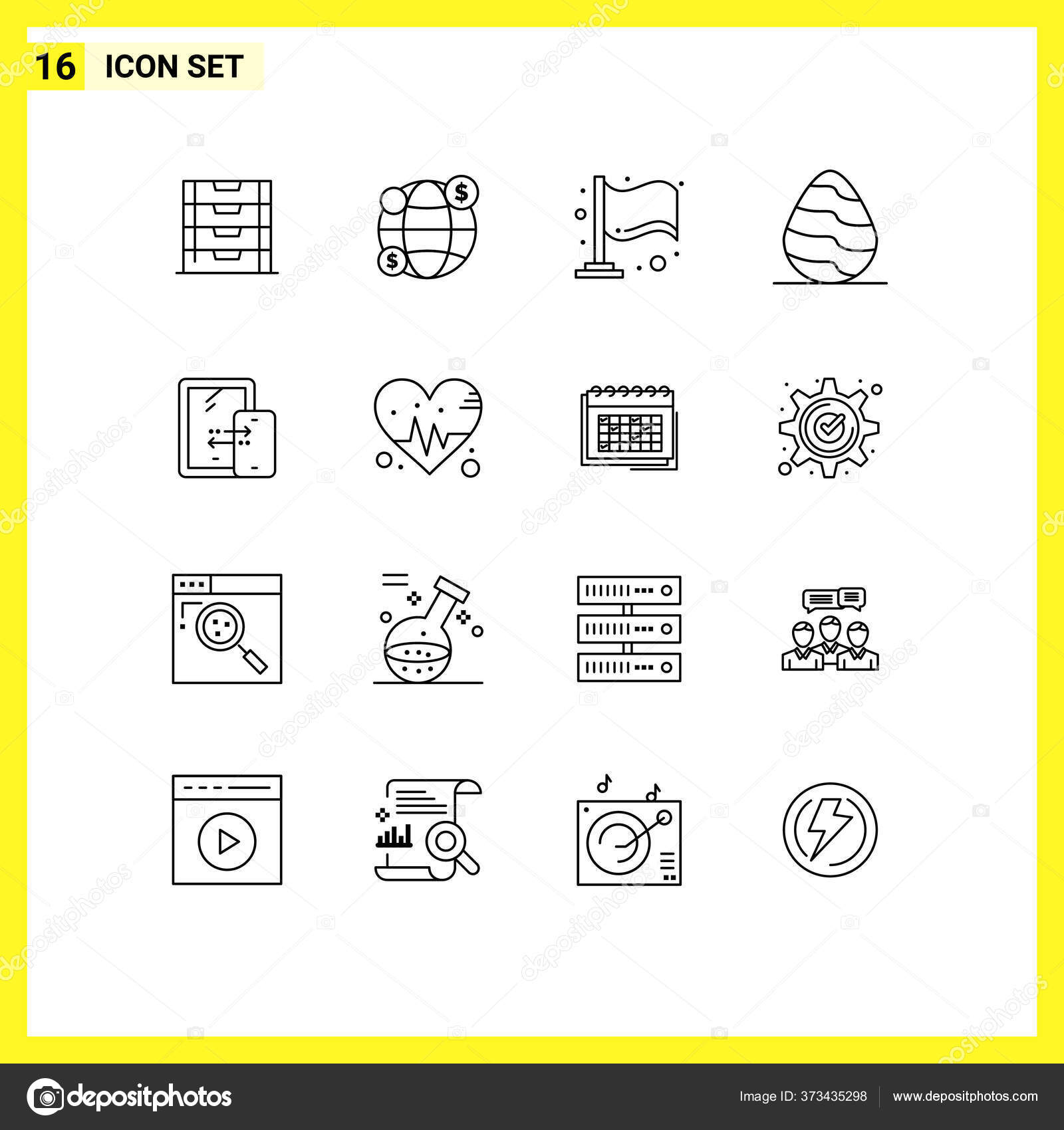 Universal Outline Signs Symbols Technology Connection Flag Mobile ...