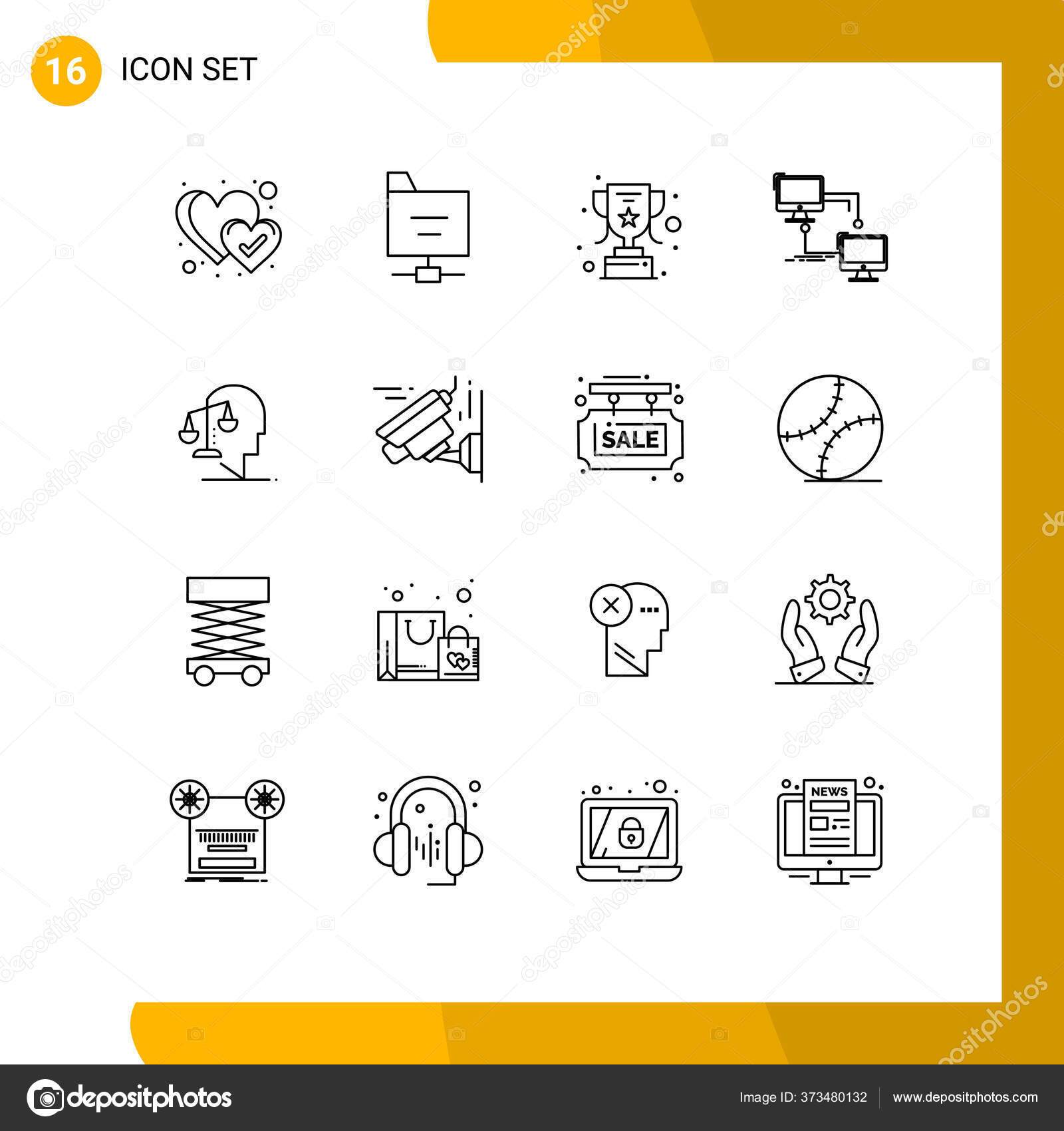Set Vector Outlines Grid Integrity Balance Trophy Balance Sync Editable ...