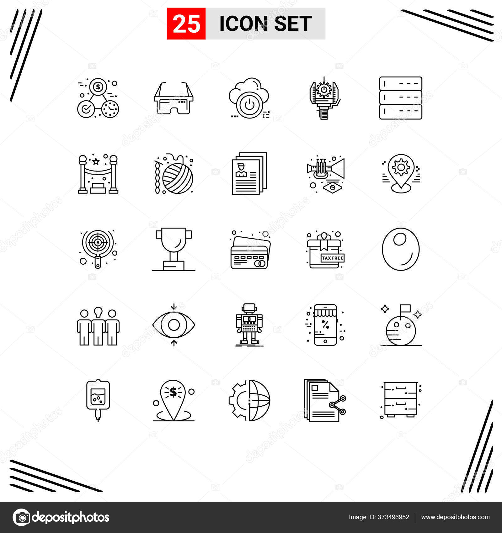 Universal Icon Symbols Group Modern Lines Robotics Machine Shutdown ...