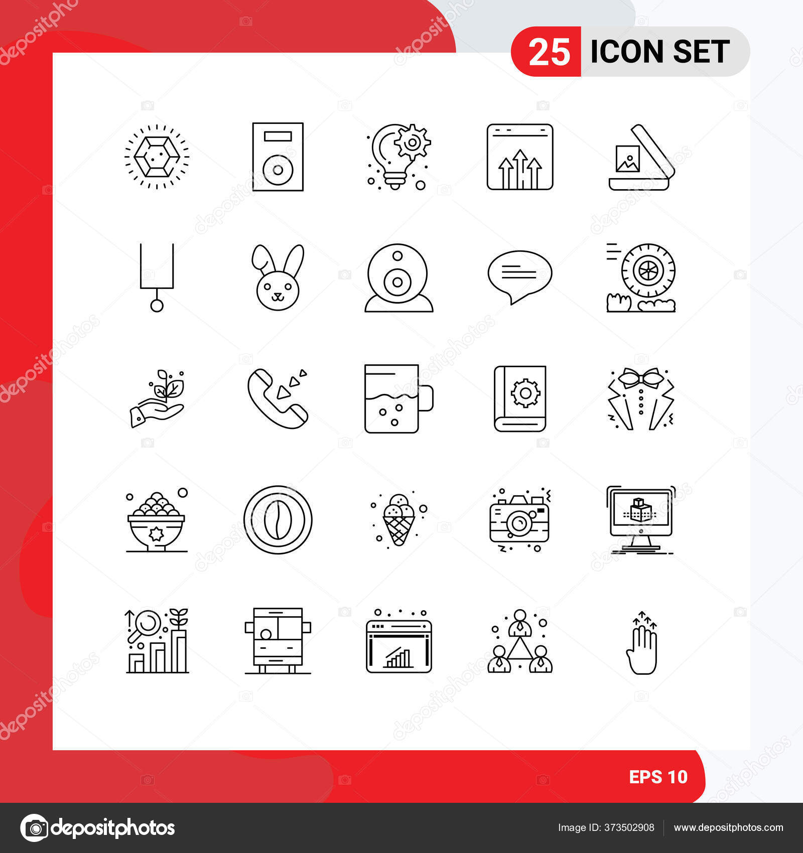 Mobile Interface Line Set Pictograms Growth Data Turntable Business ...