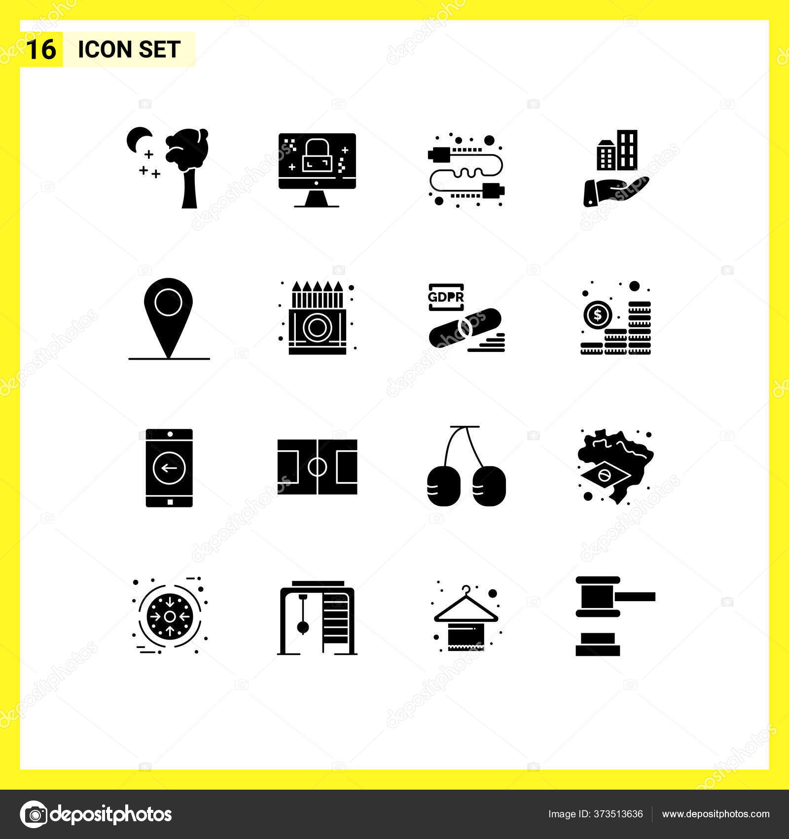 Universal Solid Glyph Signs Symbols Map Sustainable Communication ...