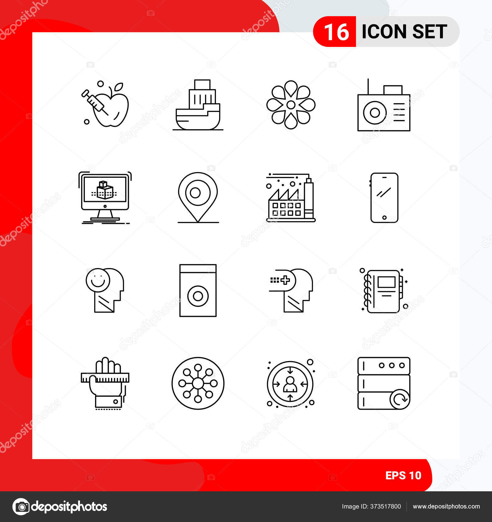 Mobile Interface Outline Set Pictograms Sketch Dimensional Decoration ...