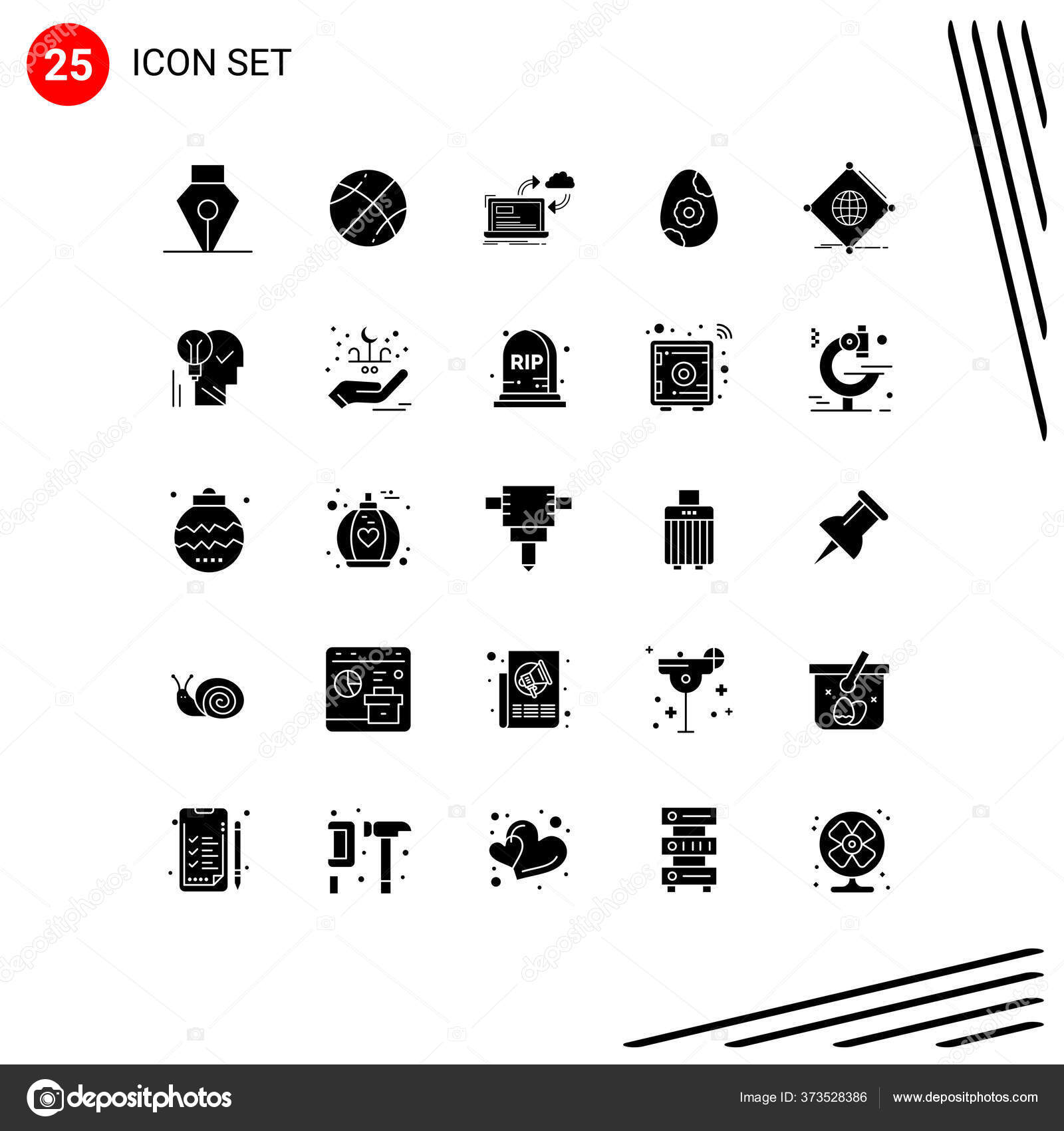 Solid Glyph Pack Universal Symbols Things Iot Processing Flower Egg ...