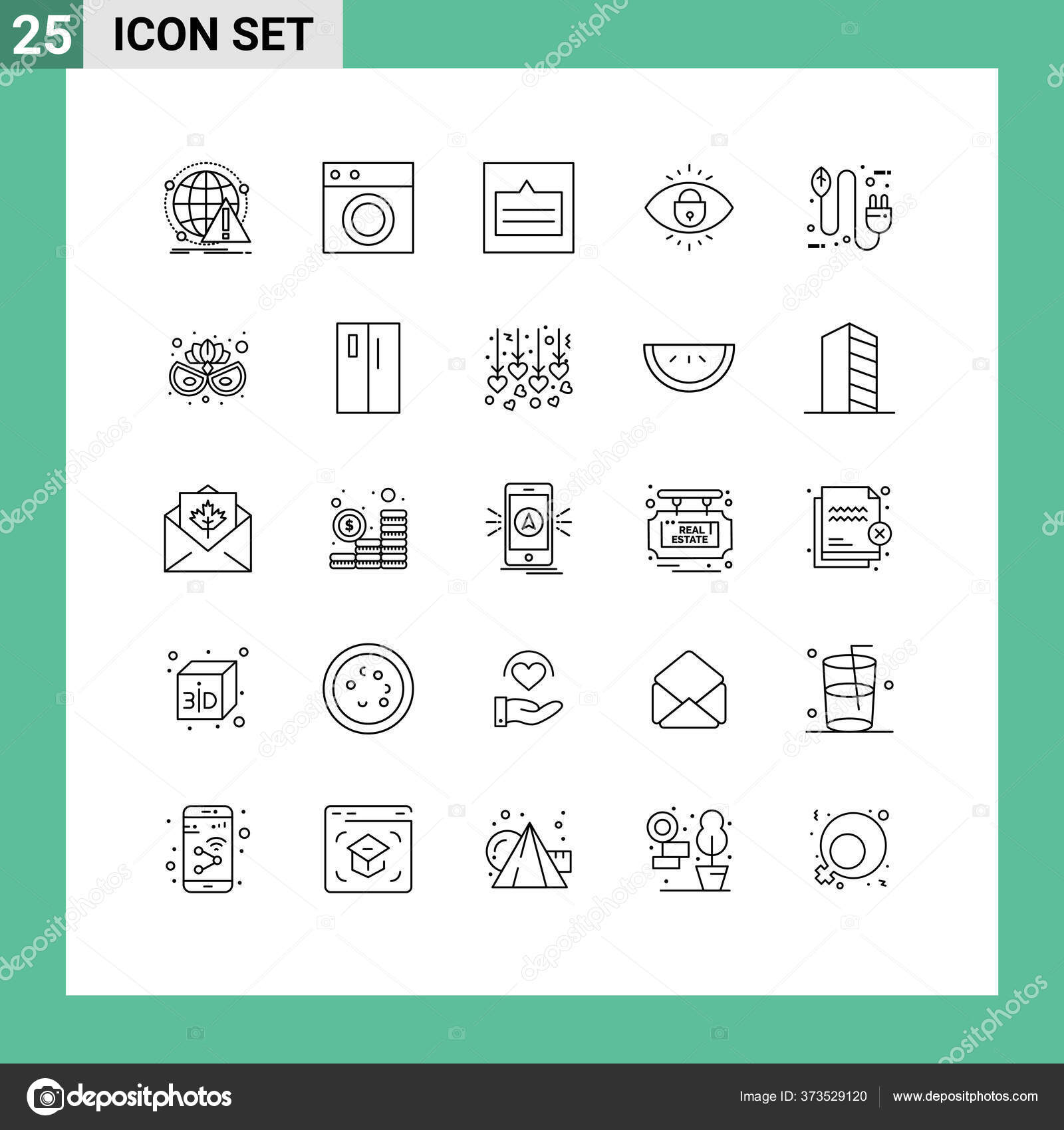 Universal Line Signs Symbols Security Eye Machine Wireframe Links ...