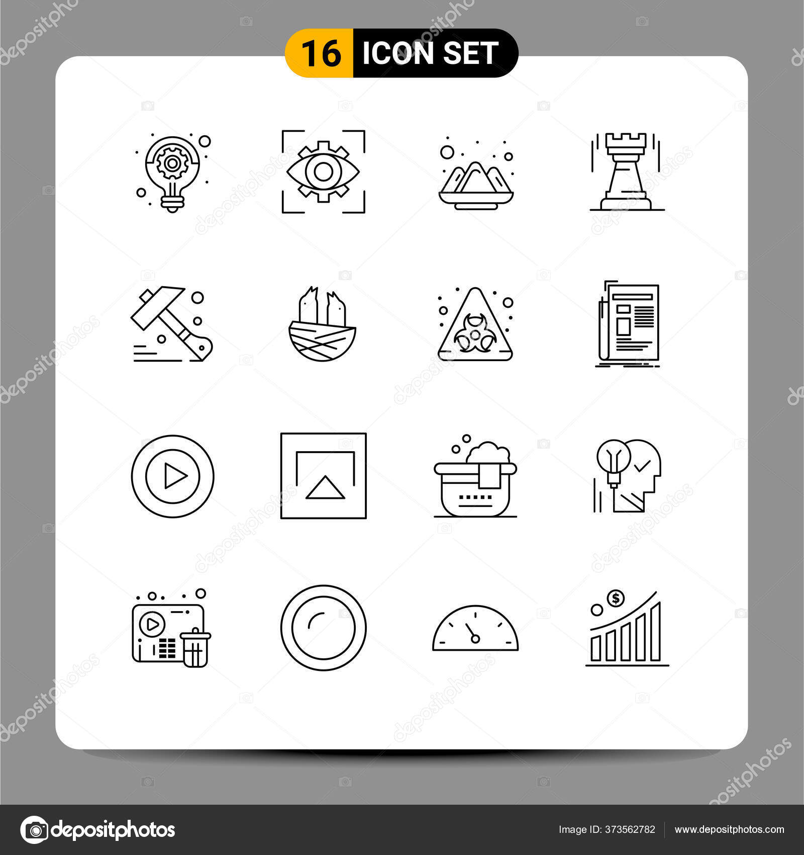 Universal Outline Signs Symbols Fort Strategy Vision Tower Powder ...