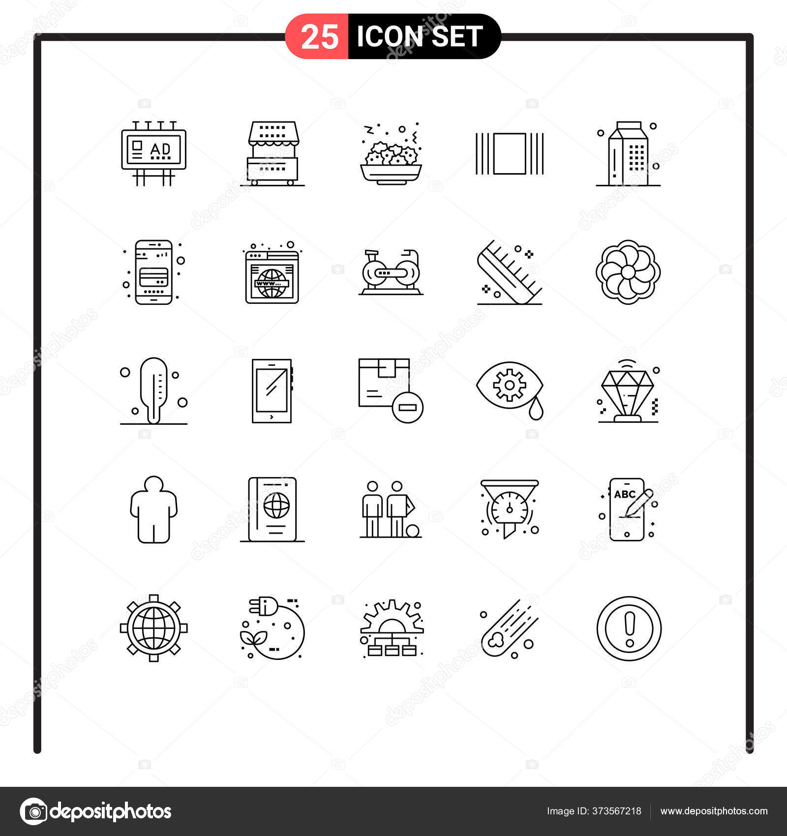 Kelompok Garis Tanda Tanda Dan Simbol Untuk Minuman Tampilan Kios ...