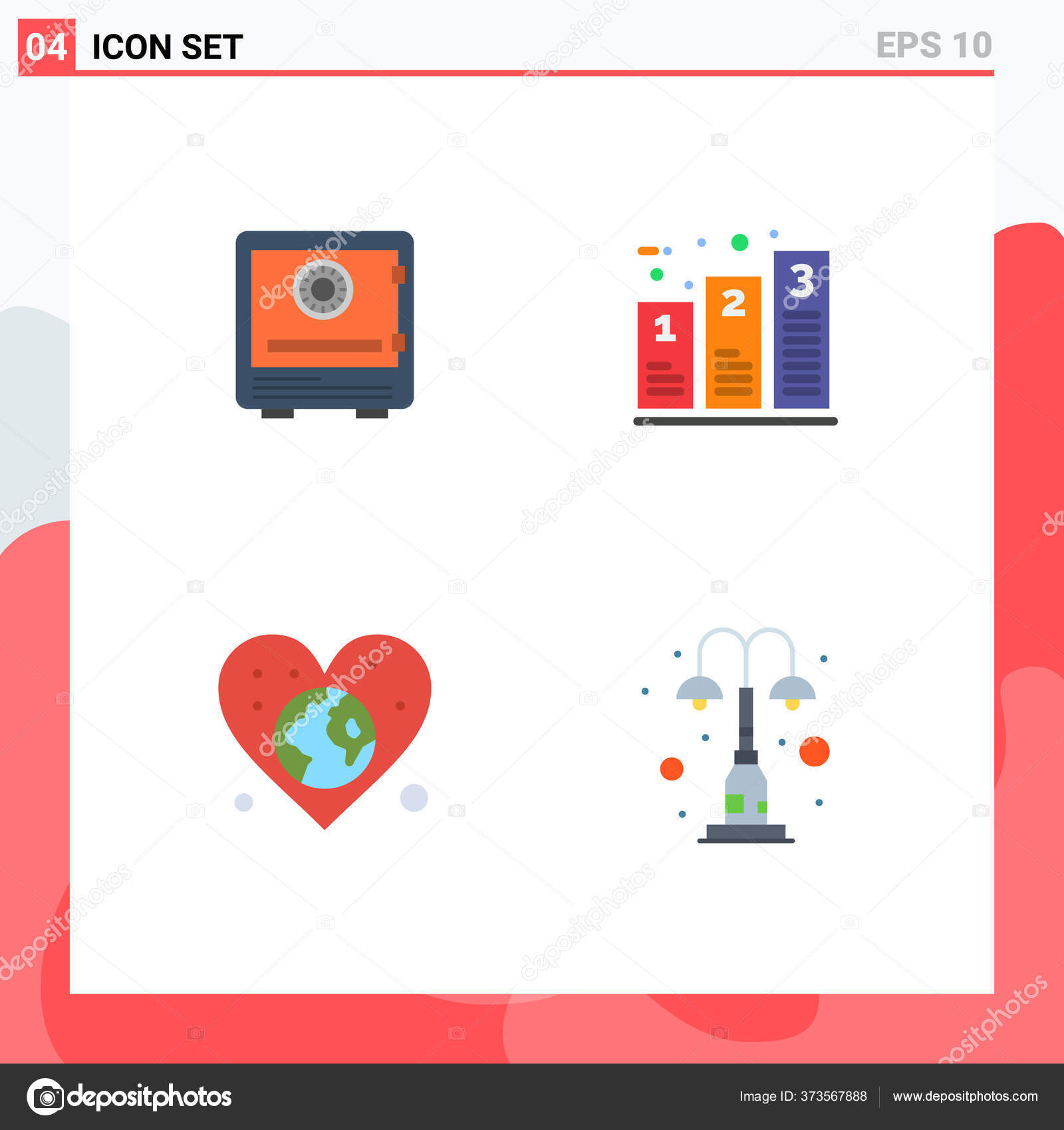 Modern Set Flat Icons Symbols Safe Graph Lock Security Phases Stock ...