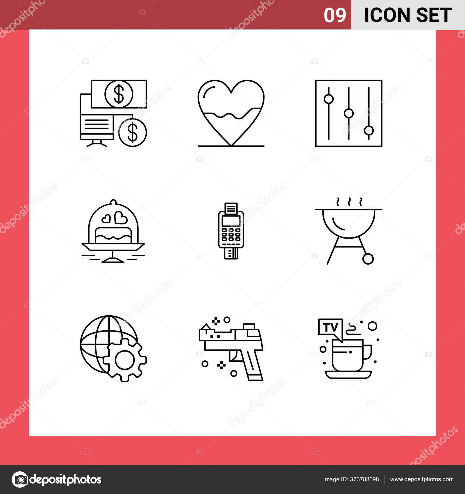 Pack Modern Outlines Signs Symbols Web Print Media Credit Card Stock ...