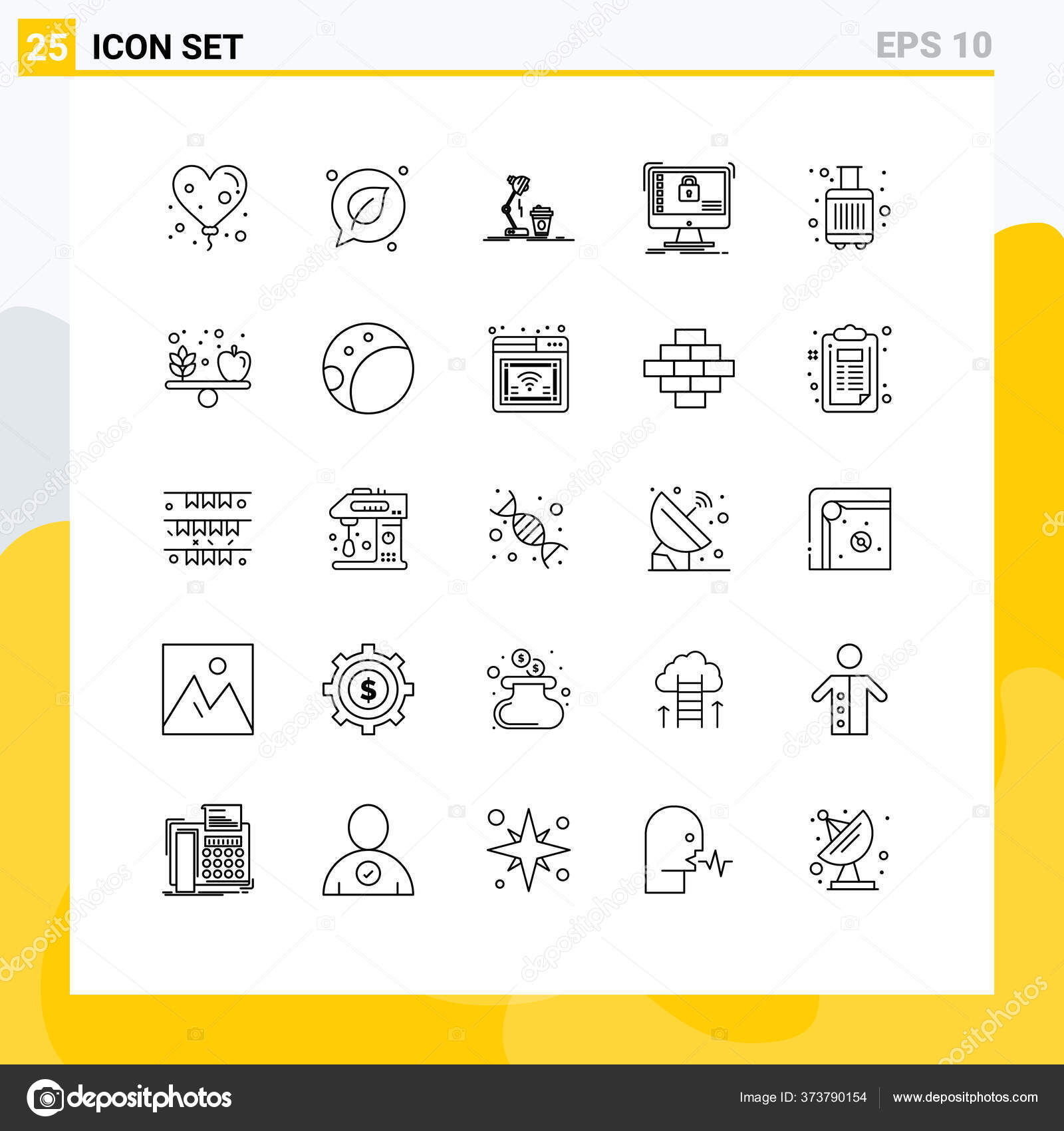 Modern Set Lines Symbols Baggage System Design Safe Secure Editable ...