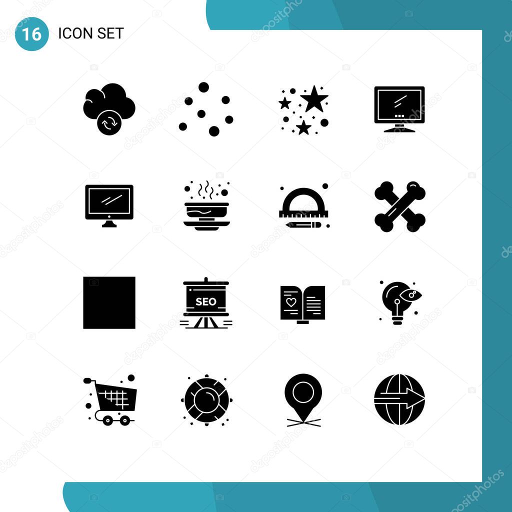 Vector de stock Icon Pack de 16 líneas Señales y símbolos para ...