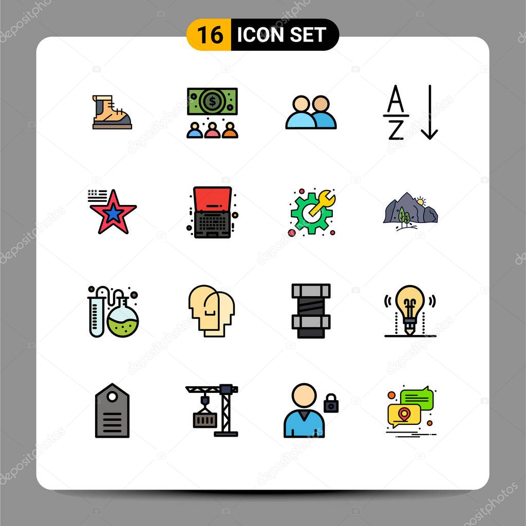 Paquete de iconos vectoriales de 16 signos y símbolos de línea para ...