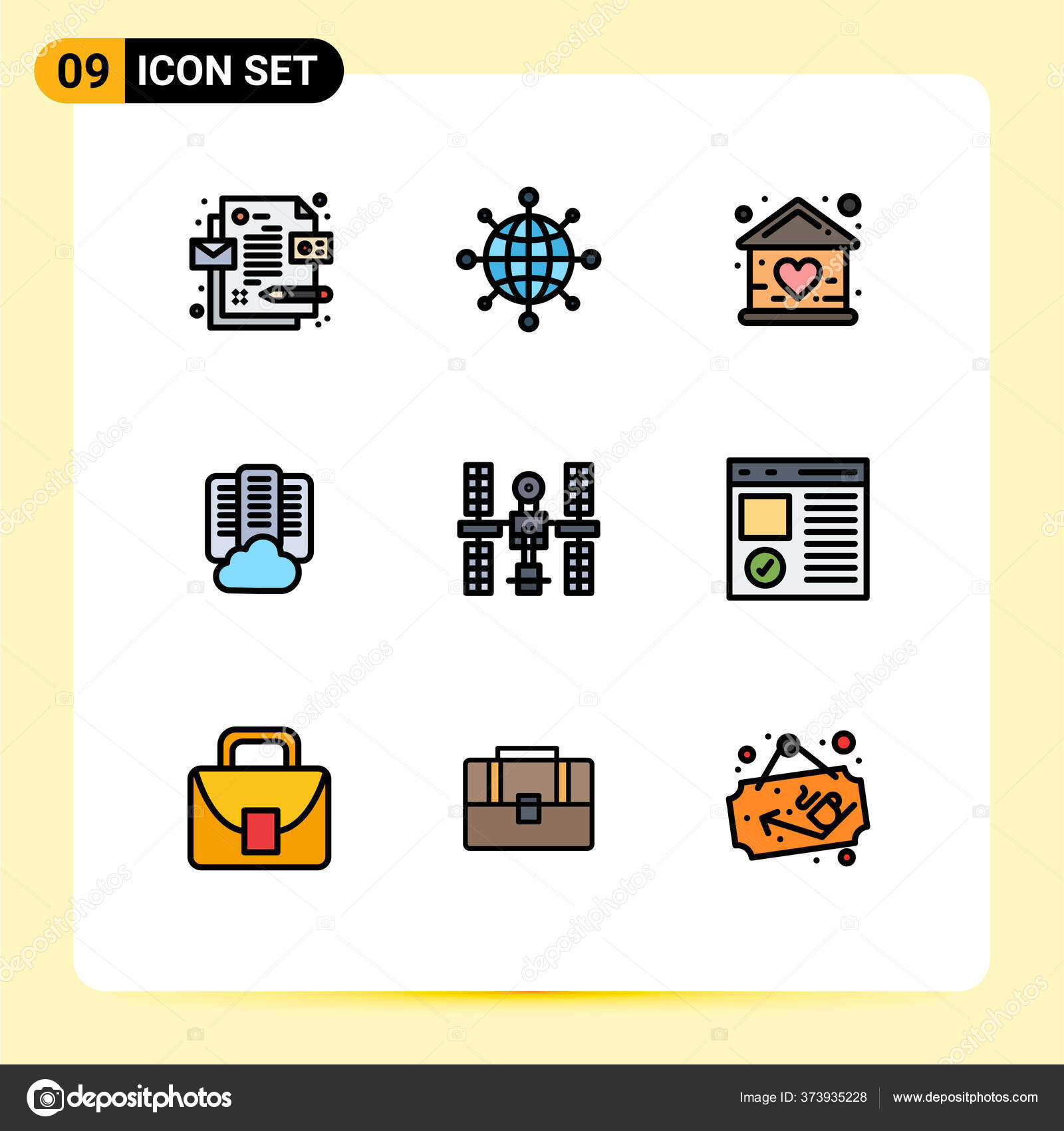 Set Modern Icons Symbols Signs Platform Complex Doll Server Center ...
