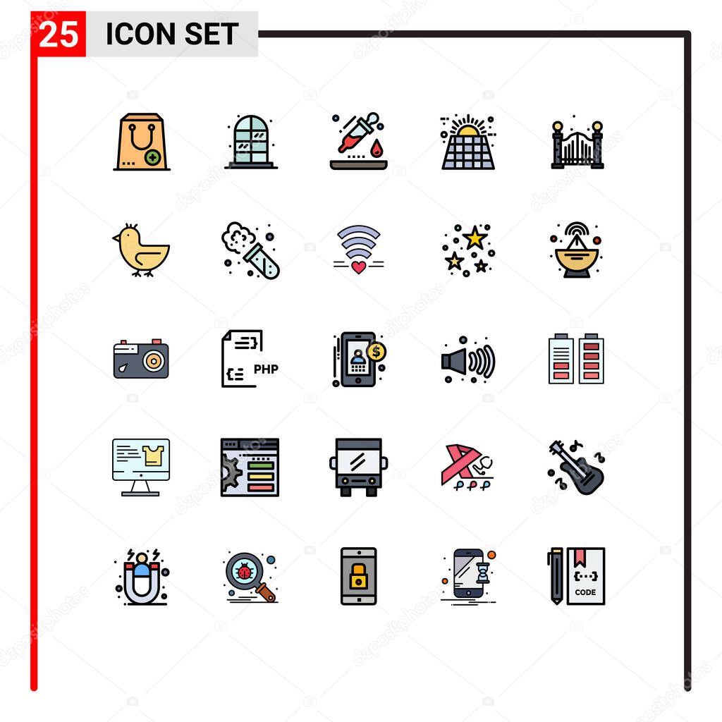 Conjunto de 25 colores planos de l nea de llenado universal para aplicaciones web y m viles ...