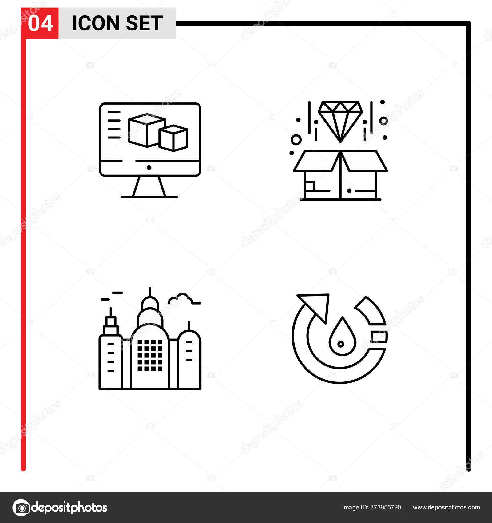 Mobile Interface Line Set Pictograms Computer House Computing Diamond Drop Stock Vector Image By