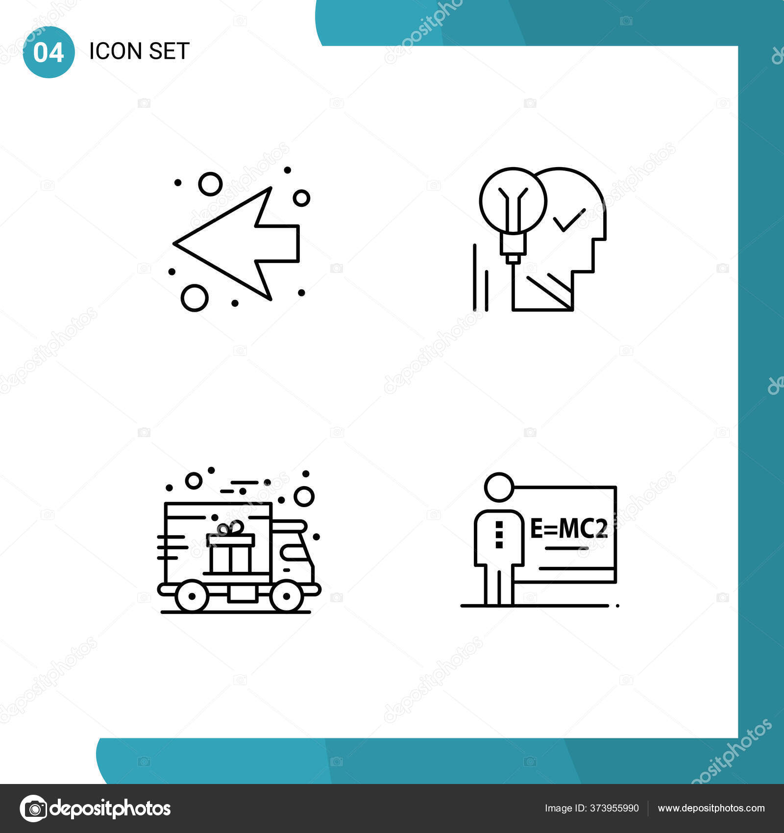 Mobile Interface Line Set Pictograms Arrow Power Creative Lightbulb ...