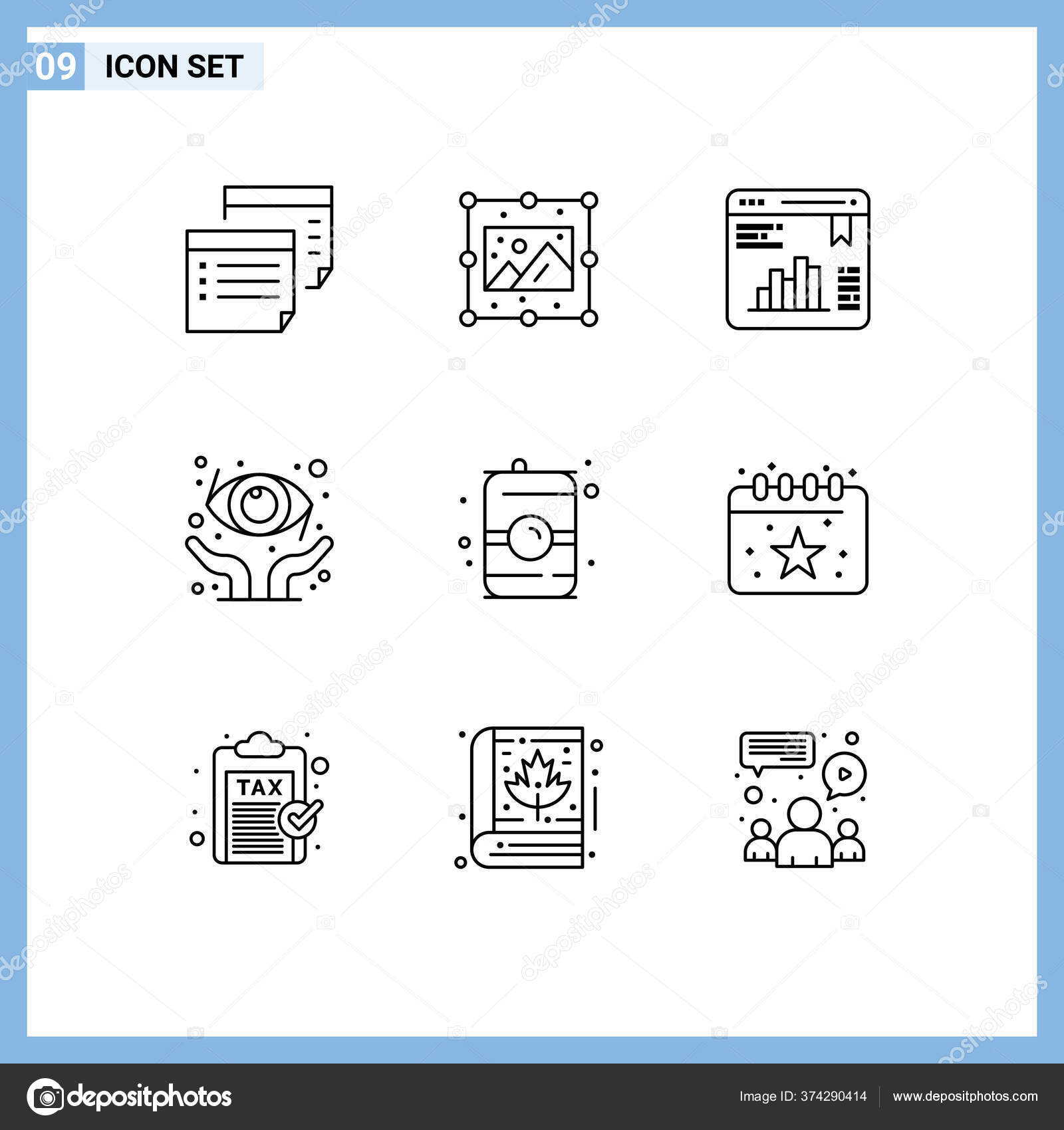 Redigerbar Vektor Linje Pakke Med Enkle Konturer Mad Oftalmologi ...